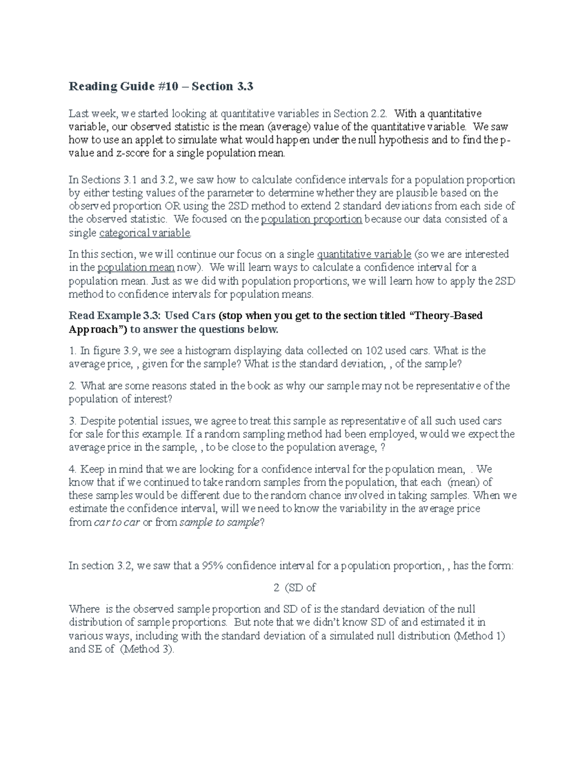 RG #9 - reading guide questions - Reading Guide #10 – Section 3. Last ...