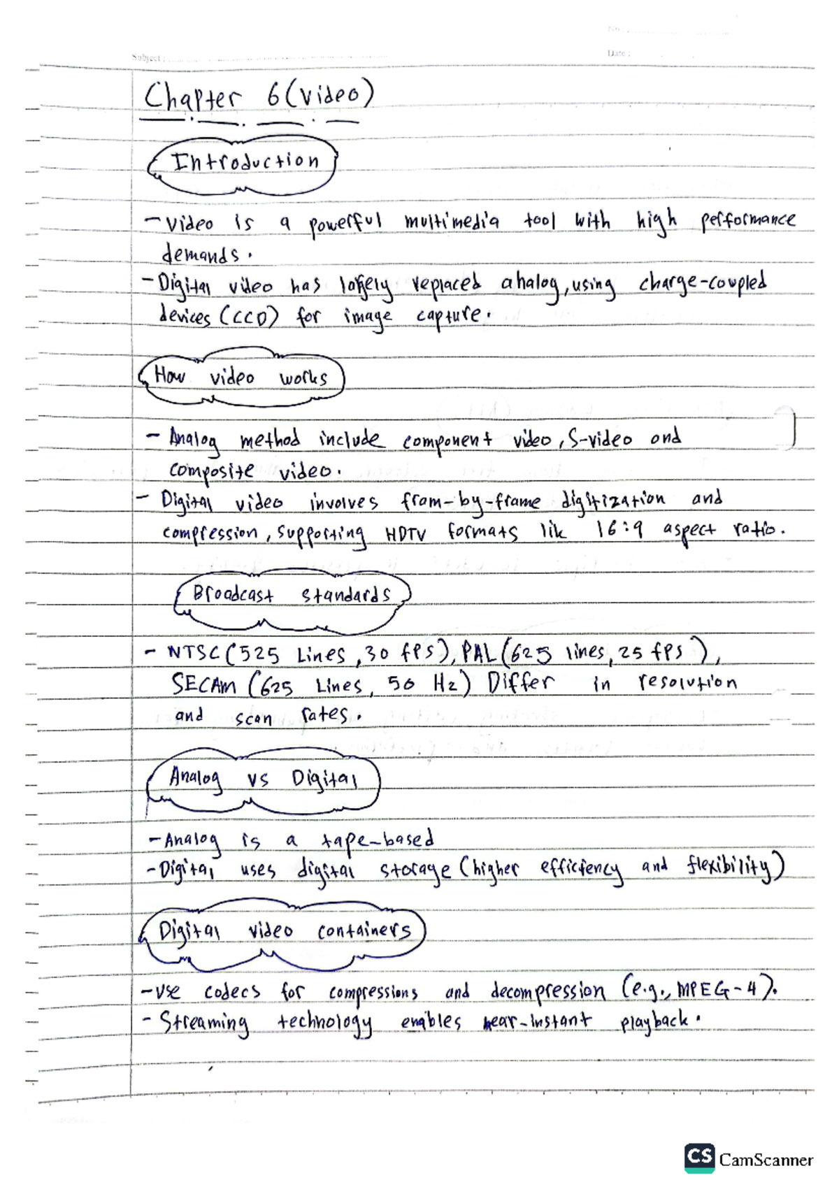 Chapter 6( Video) Summary - Subject: Date: Chapter 6 (video ...