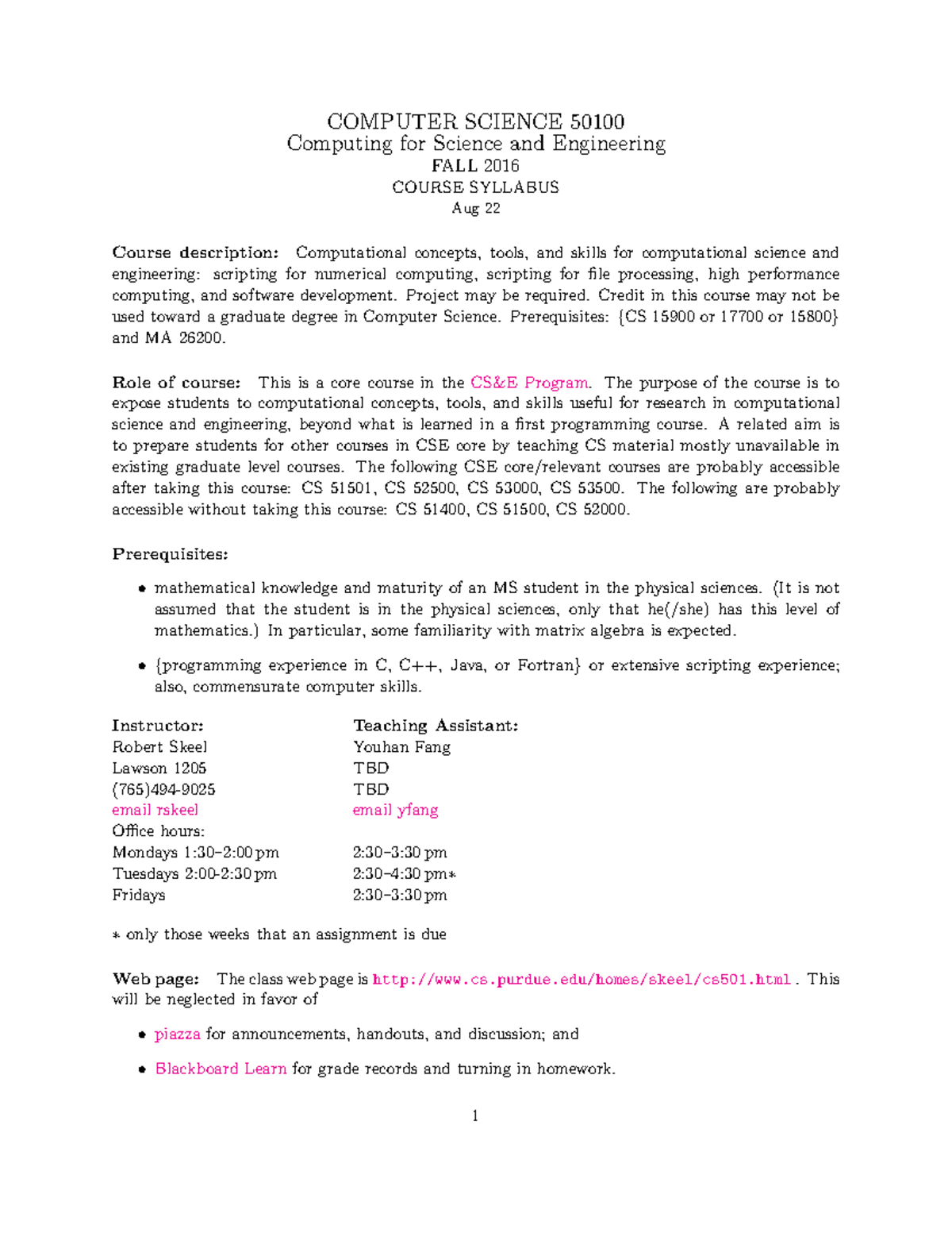 Cs501 syllabus for grading guidelines and reference books and something ...