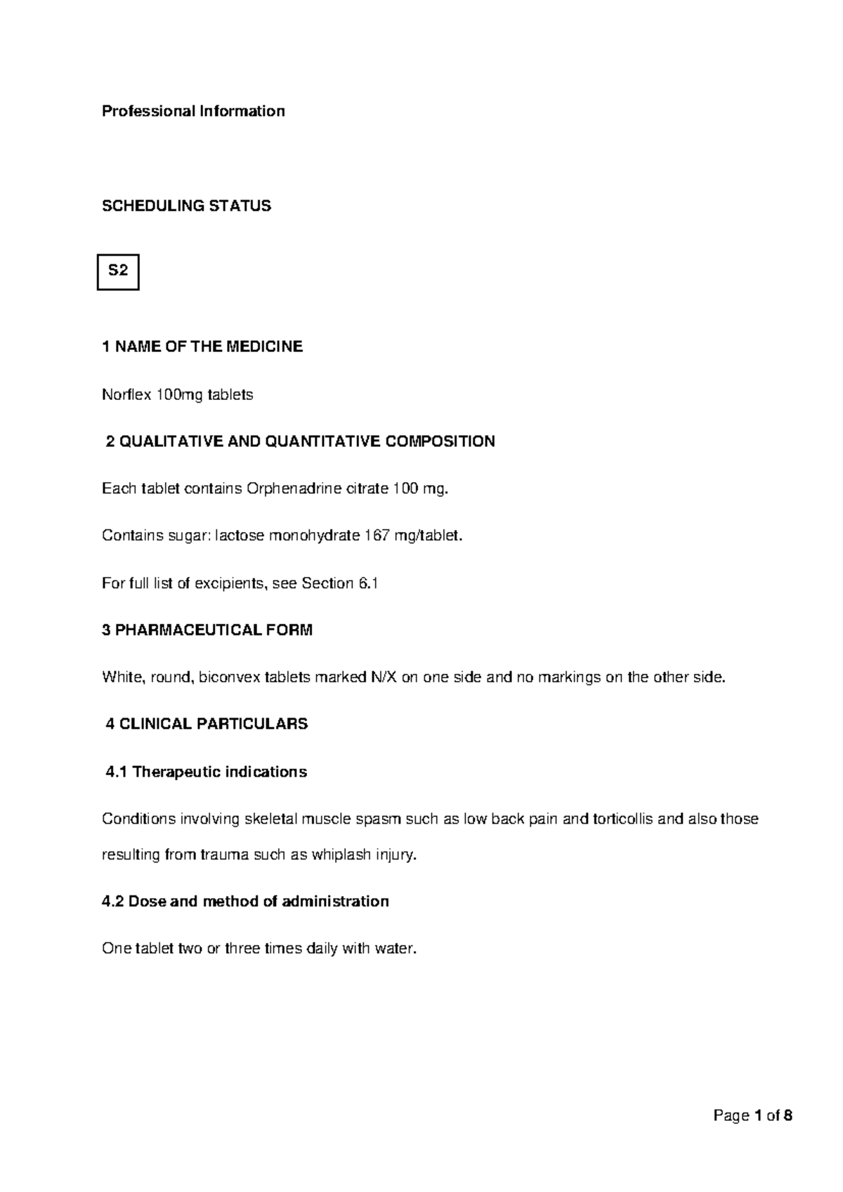 Norflex-PI - Professional Information SCHEDULING STATUS 1 NAME OF THE ...