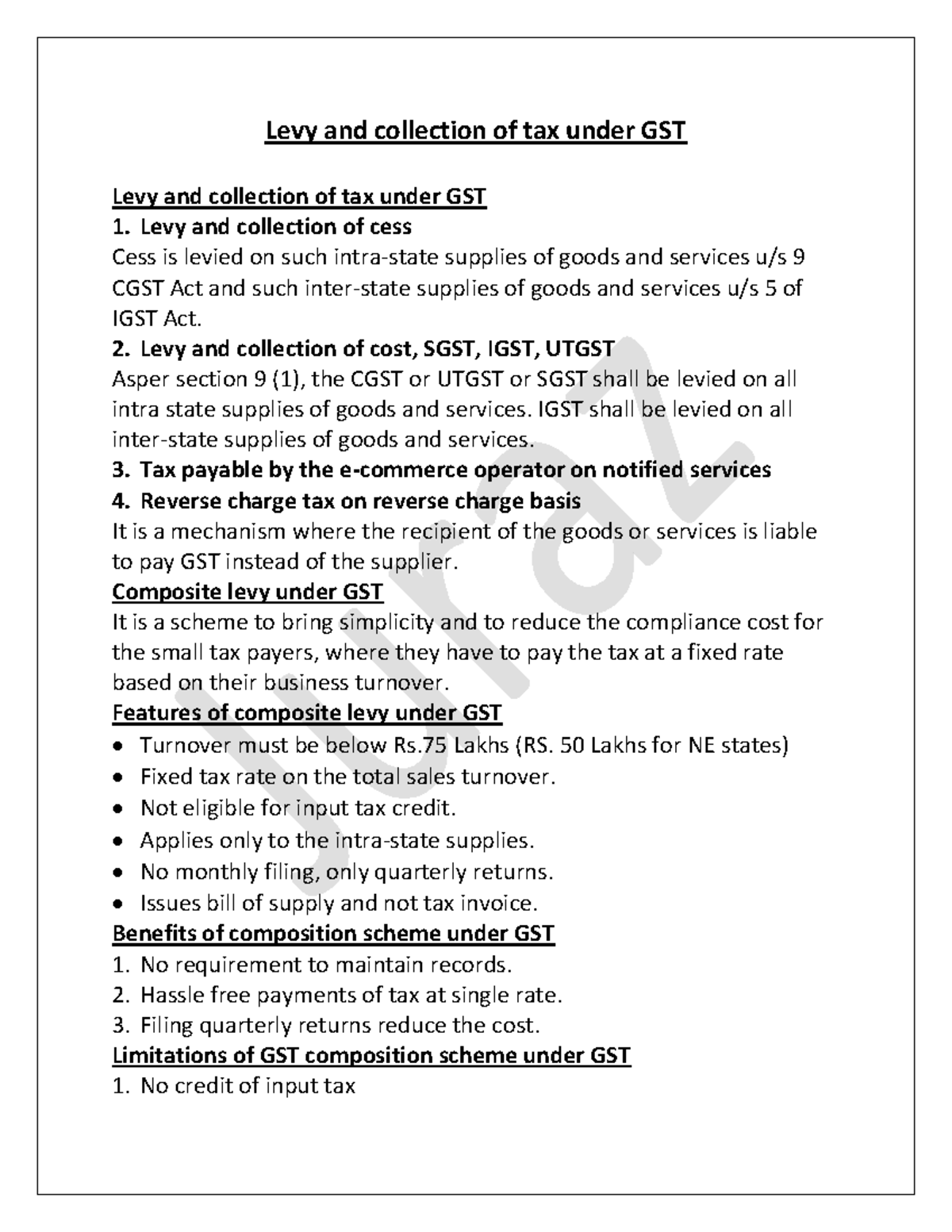 Levy and collection of tax under gst - Levy and collection of tax under ...