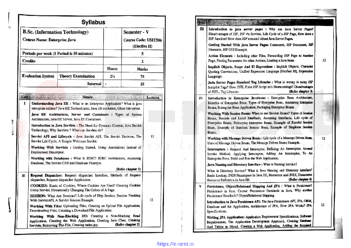 EJ Tech Max Scan (E-next - Syllabus Unit Detail B. (Information Technology) Semester V ...