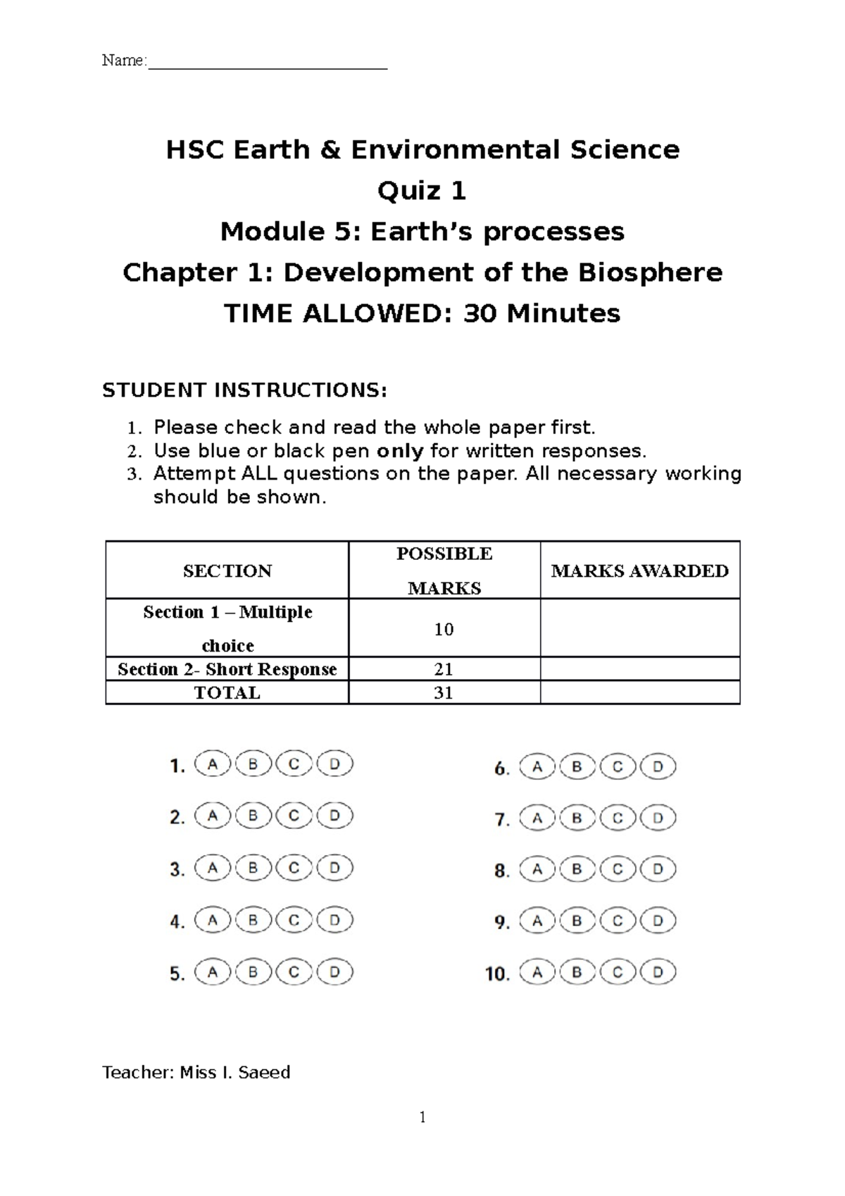 Copy Of Quiz 1 Inquiry Q1 HSC Earth Environmental Science Quiz 1 copy-of-quiz-1-inquiry-q1-hsc-earth-environmental-science-quiz-1