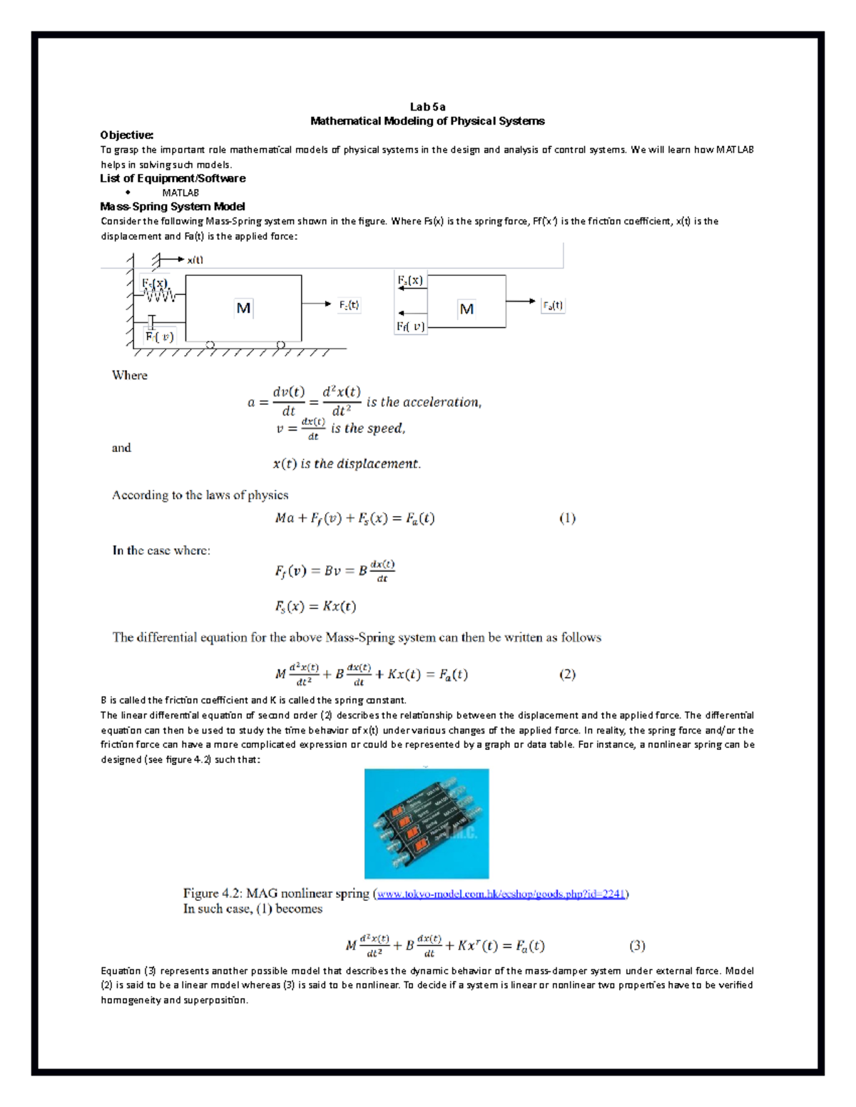 Lab 5 CS - lab 5 - Lab 5a Mathematical Modeling of Physical Systems ...
