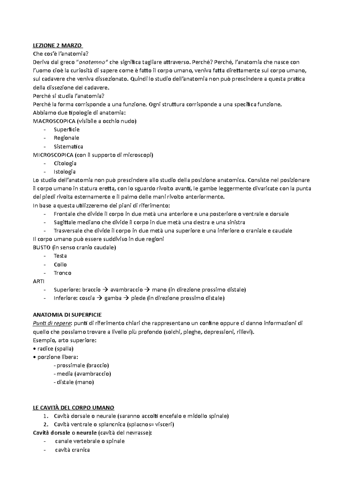 Anatomia umana introduzione - LEZIONE 2 MARZO Che cos’è l’anatomia ...