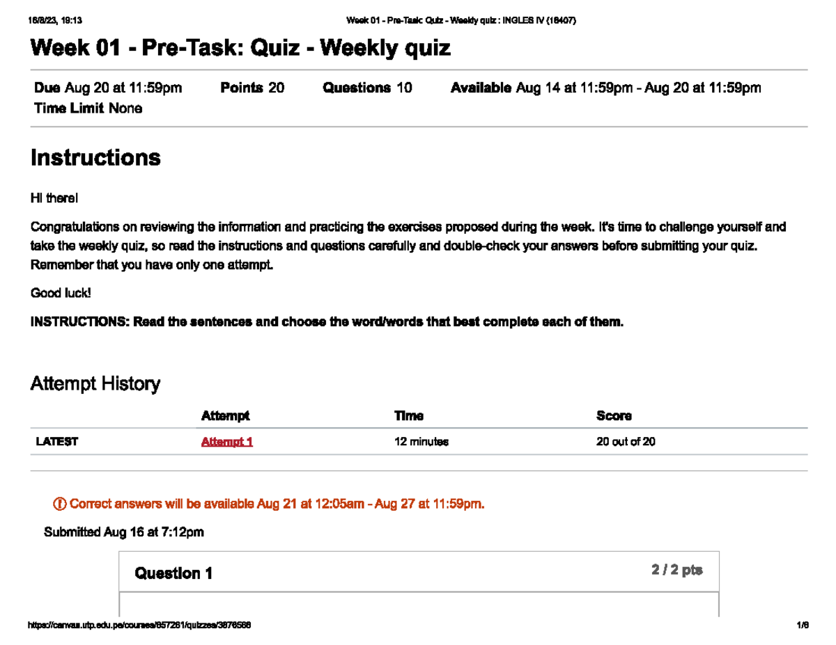Week 01 ingles 4 - ingles IV - Studocu