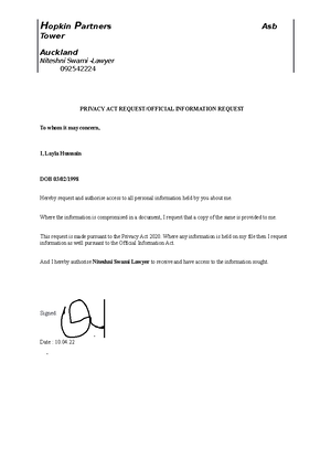 Legal aid letter - official - 10/05/ Legal Aid Auckland Office DX BX ...