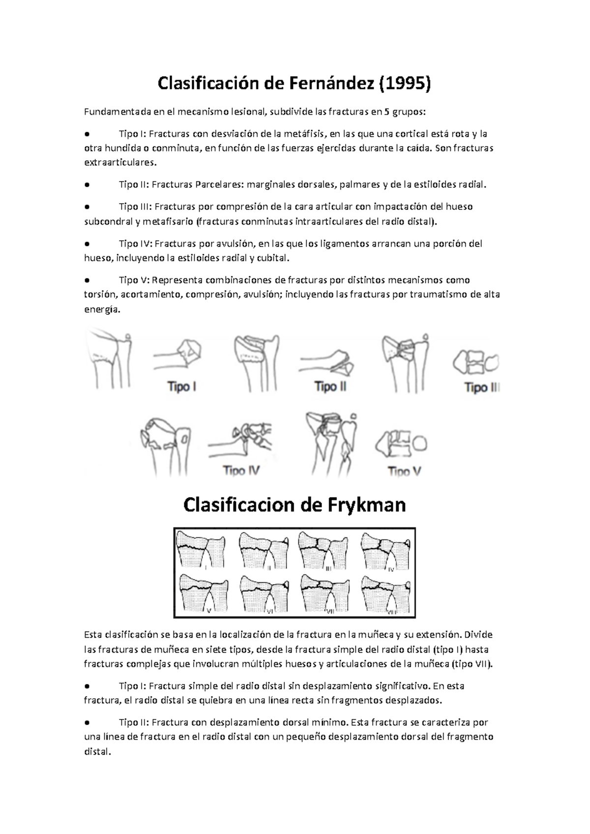 Resumen Muneca - apuntes - Clasificación de Fernández (1995 ...