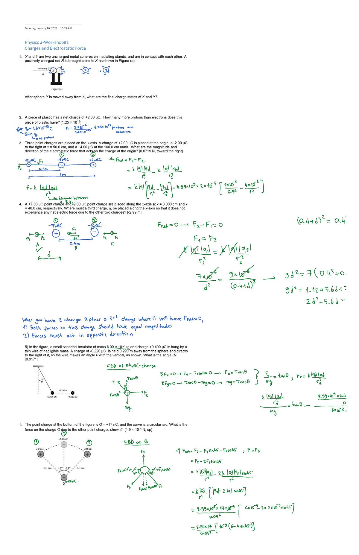 Week1 Phyisc 2-2023W - Monday, January 16, 2023 10:27 AM Physics 2 ...