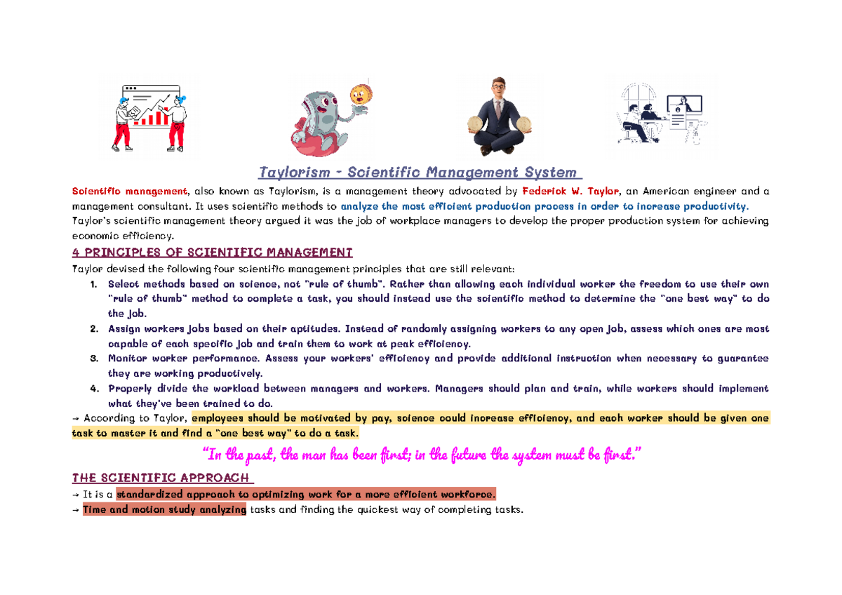 Taylorism - Scientific Management System chapitre introductif ...