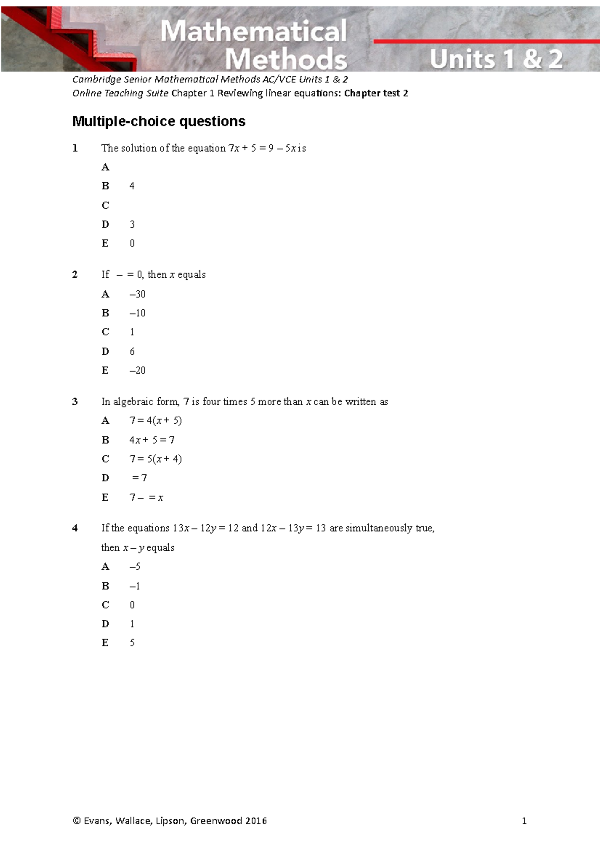 Chapter test 01 T2 - class notes - Online Teaching Suite Chapter 1 ...