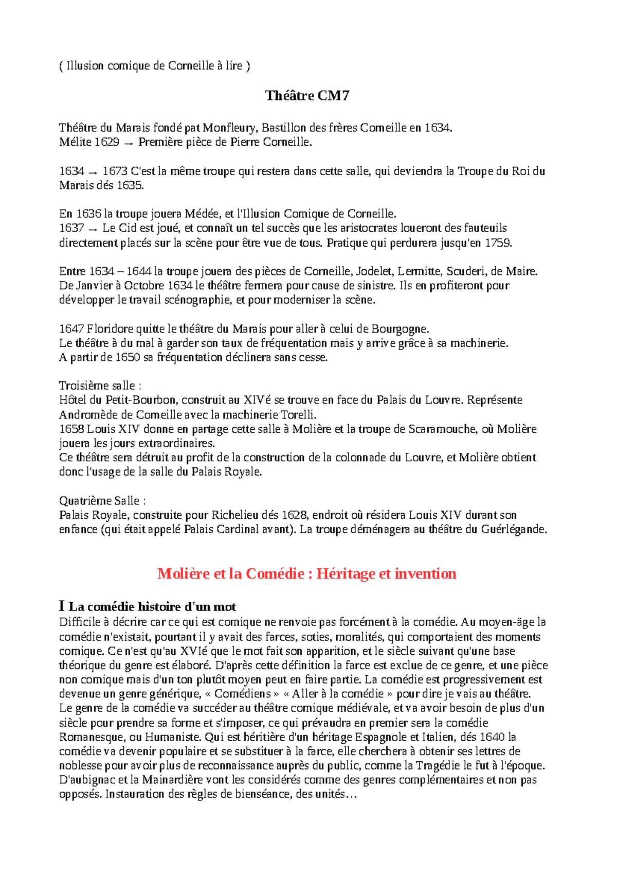 Thêatre CM7 - Mme. Brigitte Prost Le théâtre par Molière - ( Illusion ...