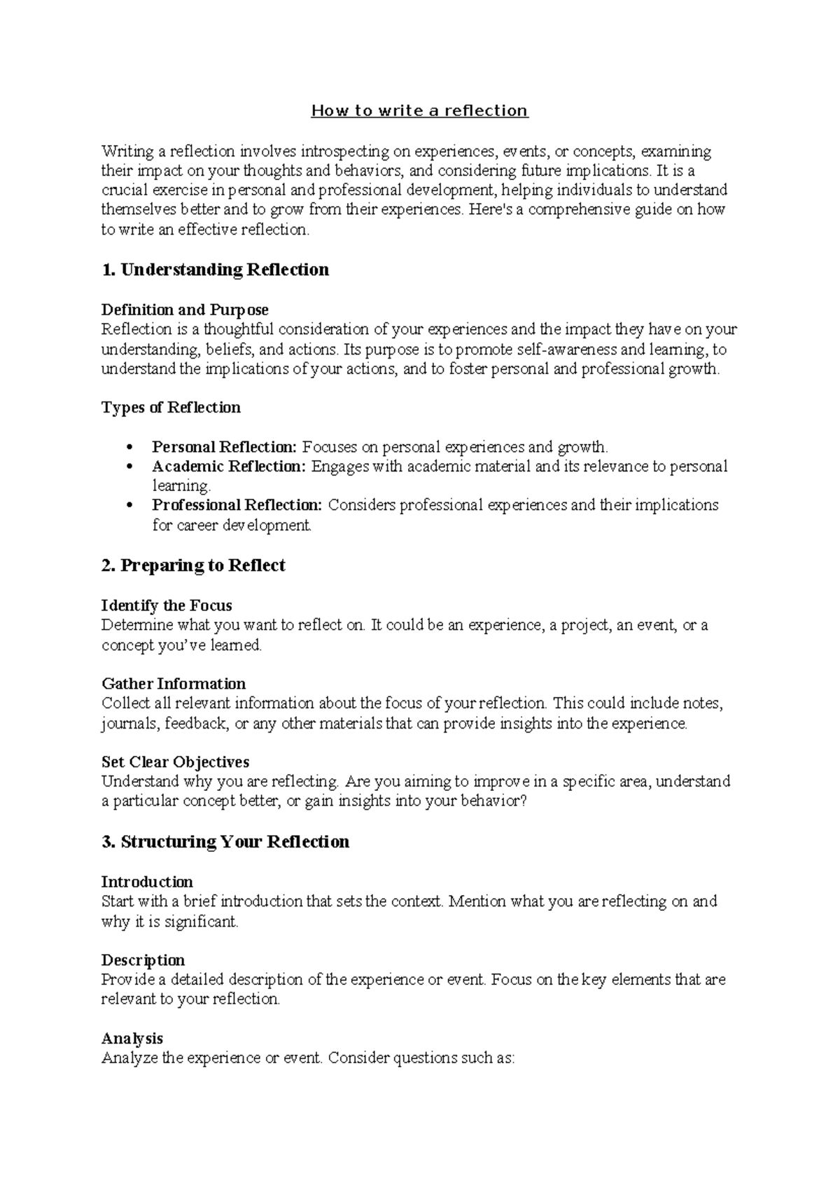 How to write a reflection - How to write a reflection Writing a ...