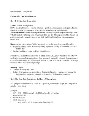 Genetics Exam 1 Study Guide - Genetics Exam 1 Study Guide CHAPTER 1 1 ...