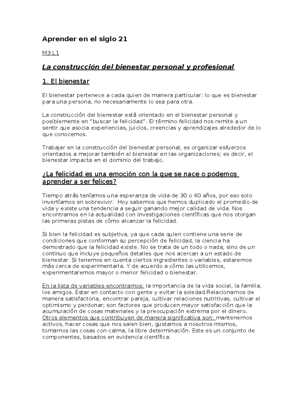 Aprender en el siglo 21 Resumen - Aprender en el siglo 21 M3 L La ...