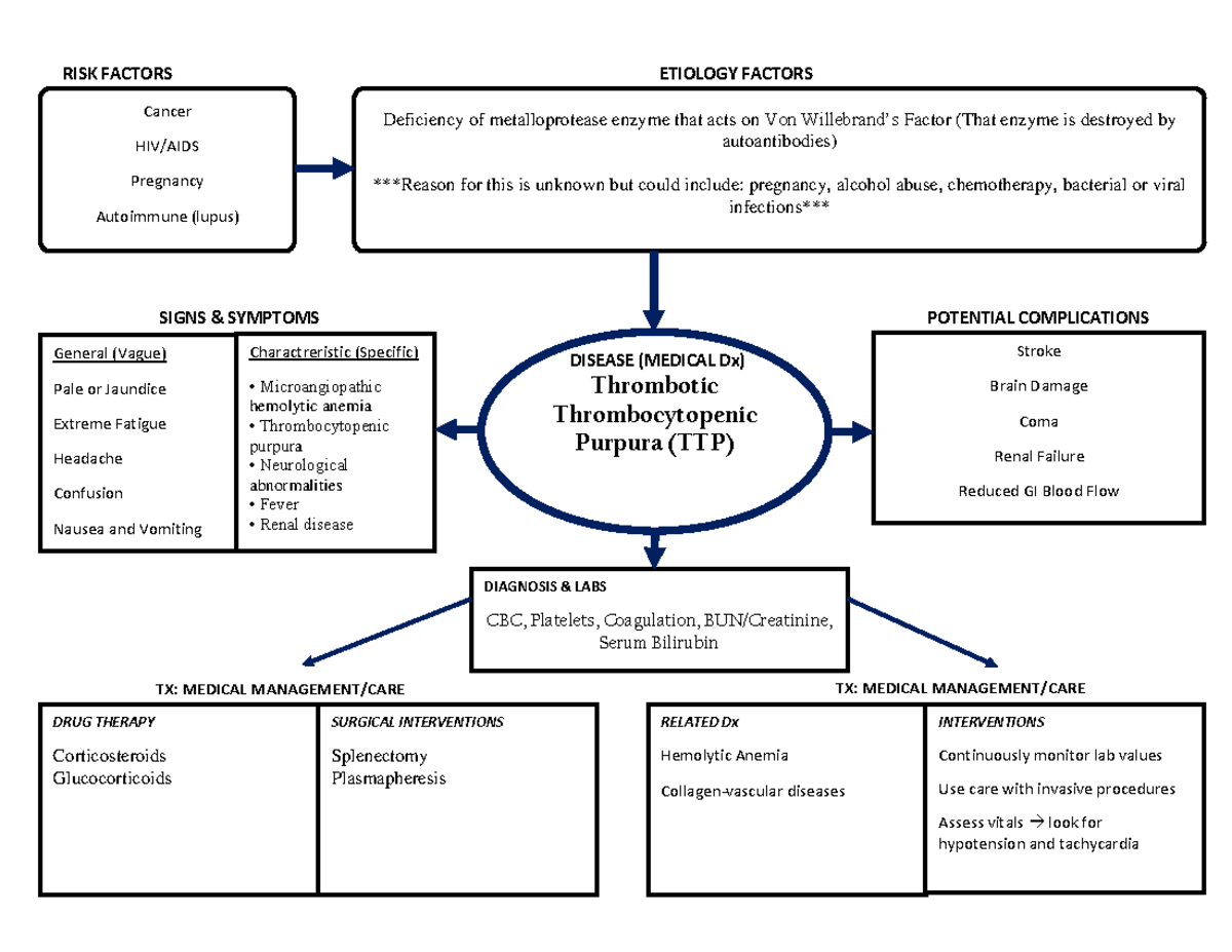 TTP Concept Map - Deficiency of metalloprotease enzyme that acts on Von ...