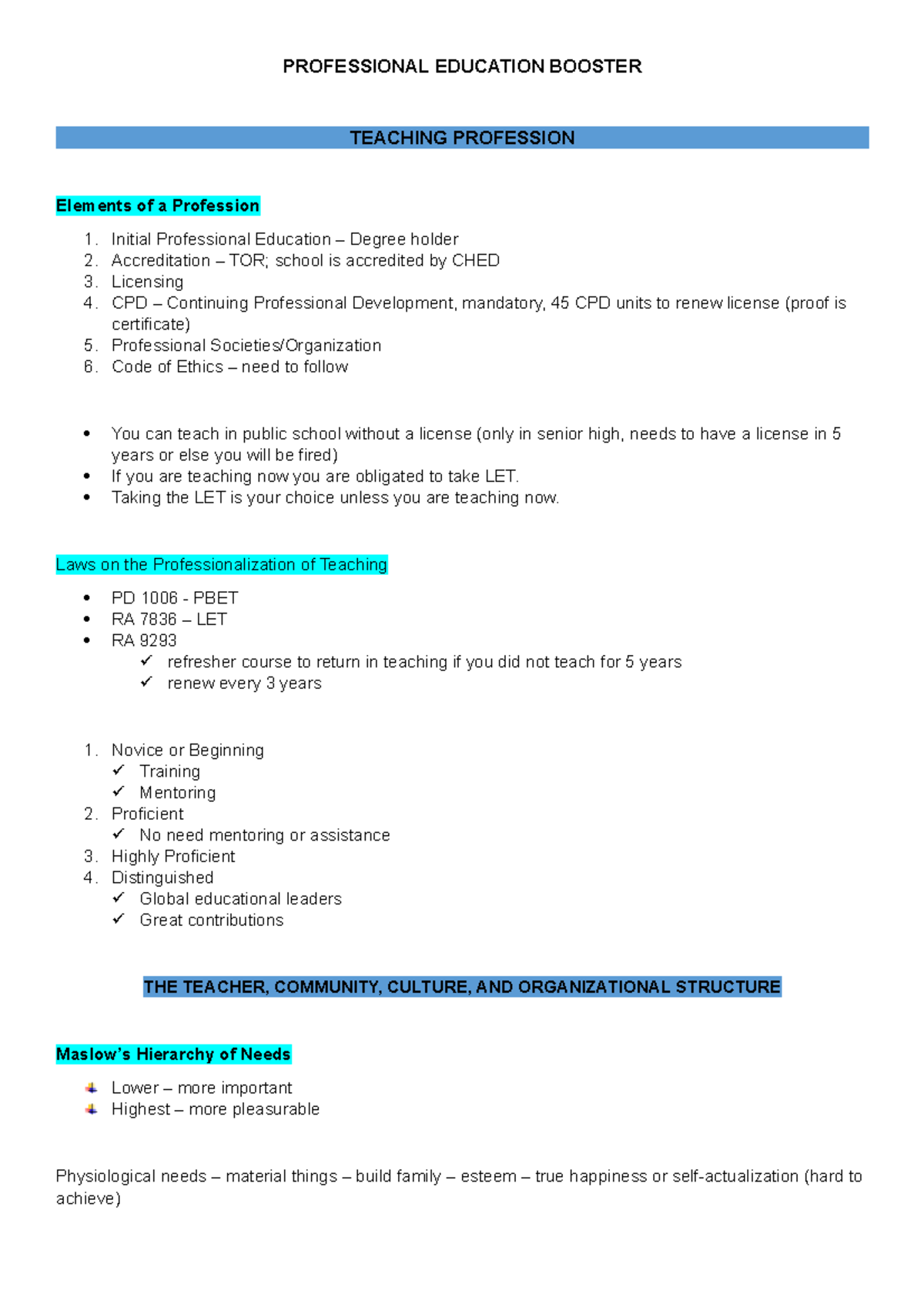 Professional Education Booster - PROFESSIONAL EDUCATION BOOSTER ...