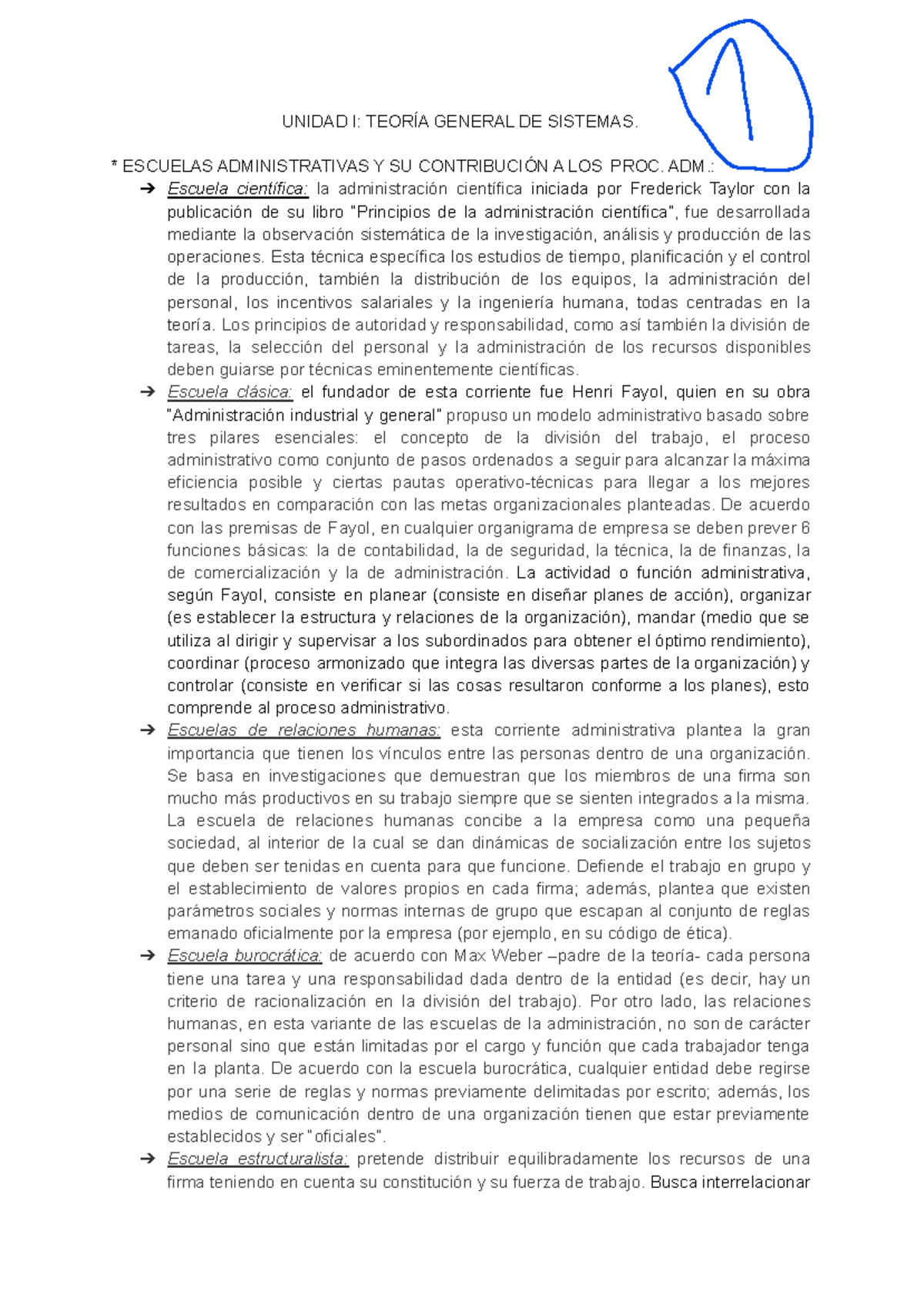 Apunte Sisad - UNIDAD I: TEORÍA GENERAL DE SISTEMAS. * ESCUELAS ...