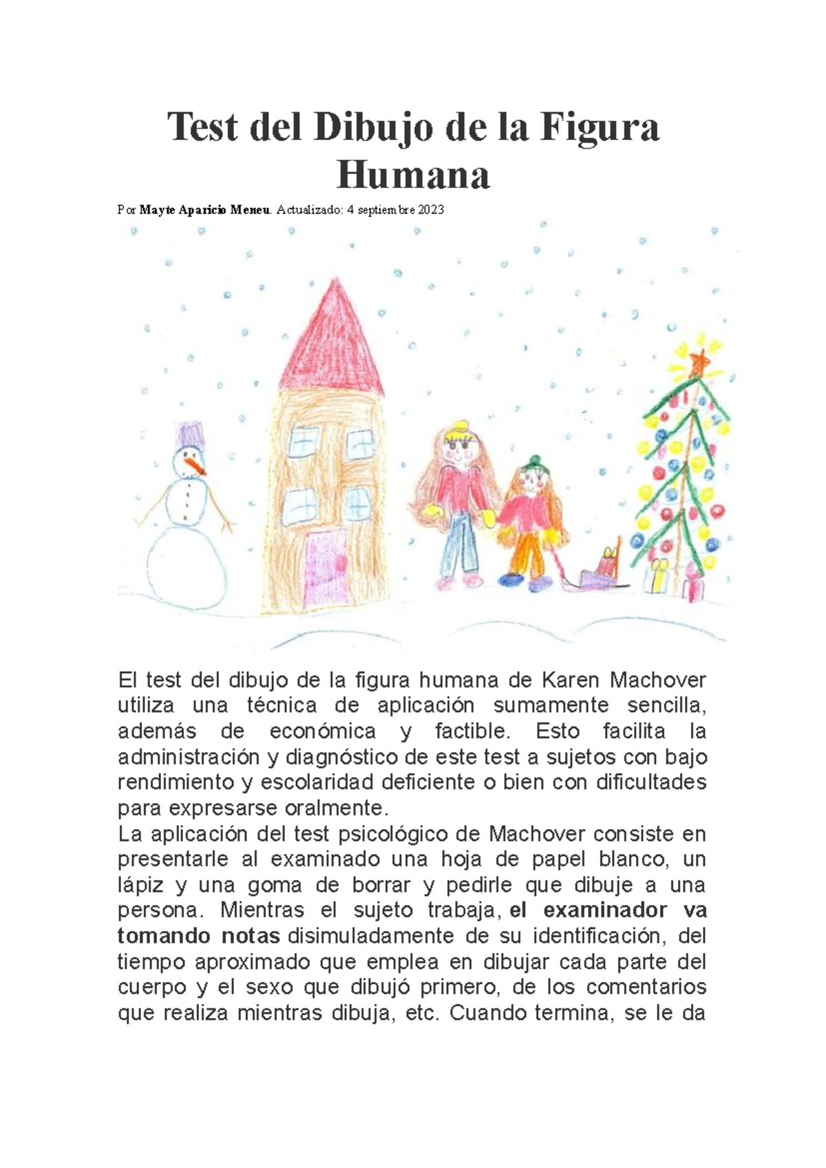 Test del Dibujo de la Figura Humana - Test del Dibujo de la Figura ...