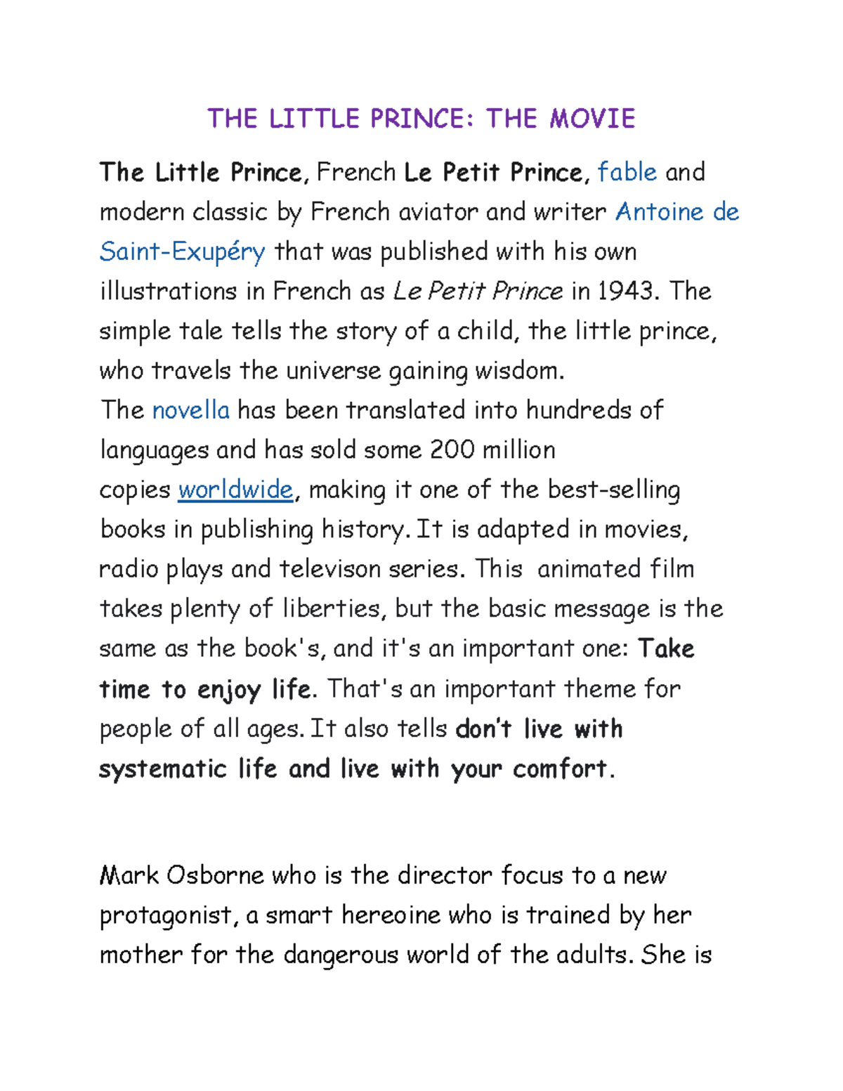 THE- Little- Prince - THE LITTLE PRINCE: THE MOVIE The Little Prince ...