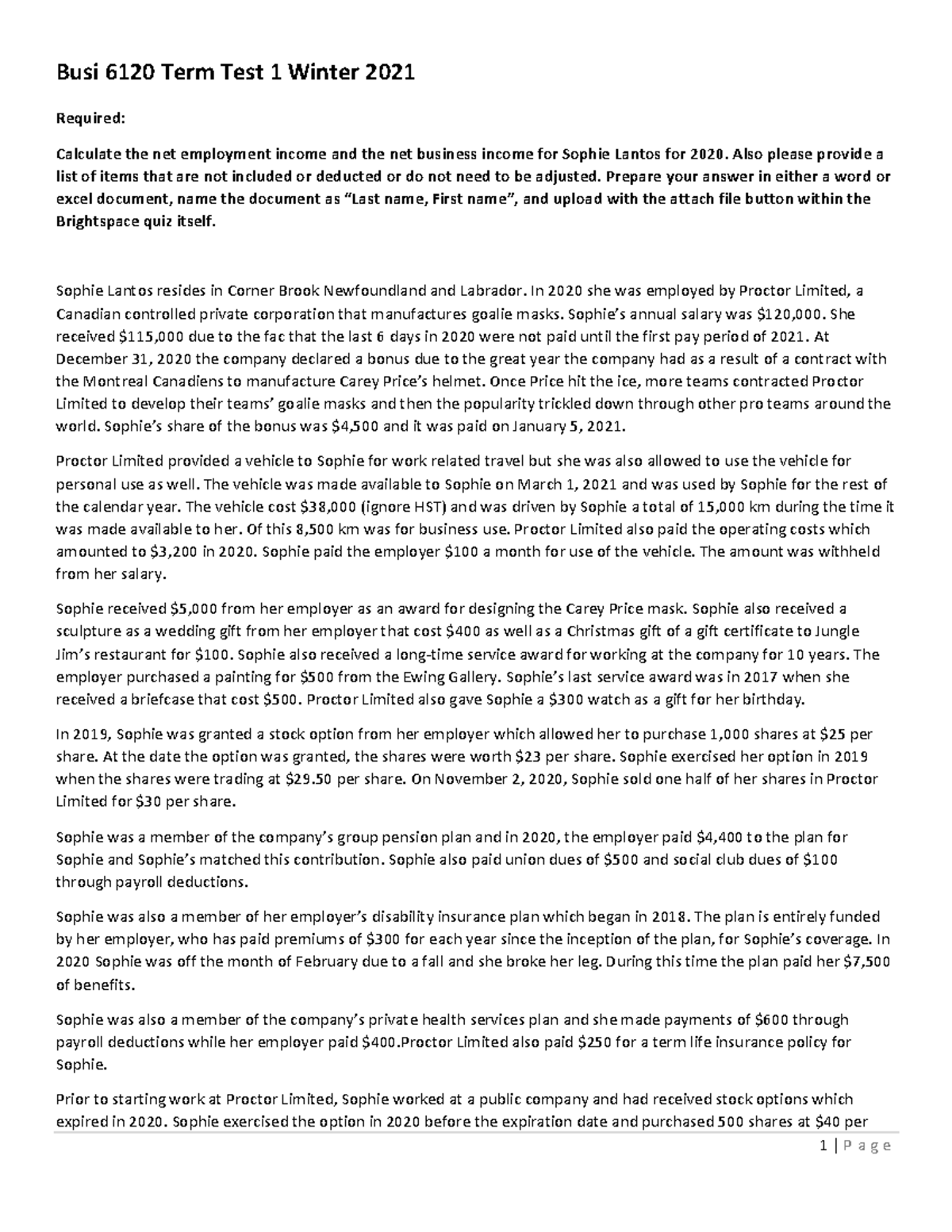 B6120 WWW 2021 Test 1 with Question and Solution - Busi 6120 - Memorial ...