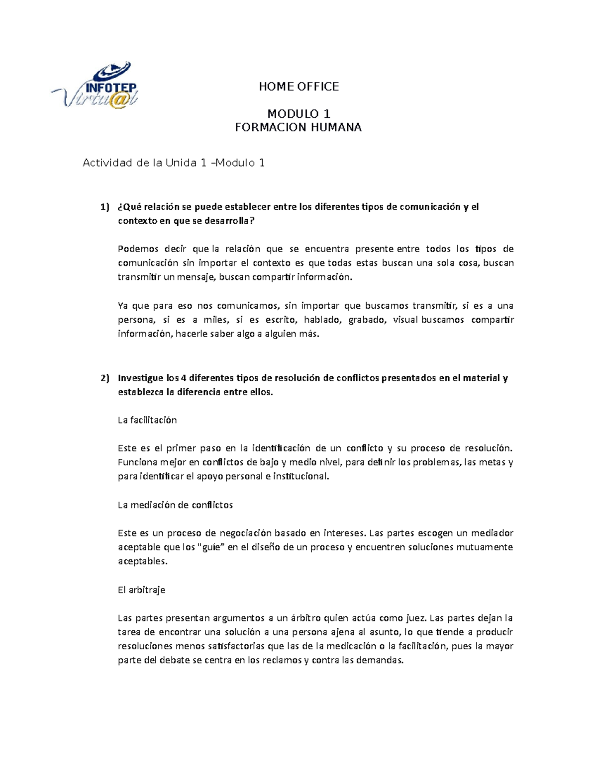 Actividad 1 módulo 1 Carolin Paulino - HOME OFFICE MODULO 1 FORMACION HUMANA Actividad de la ...