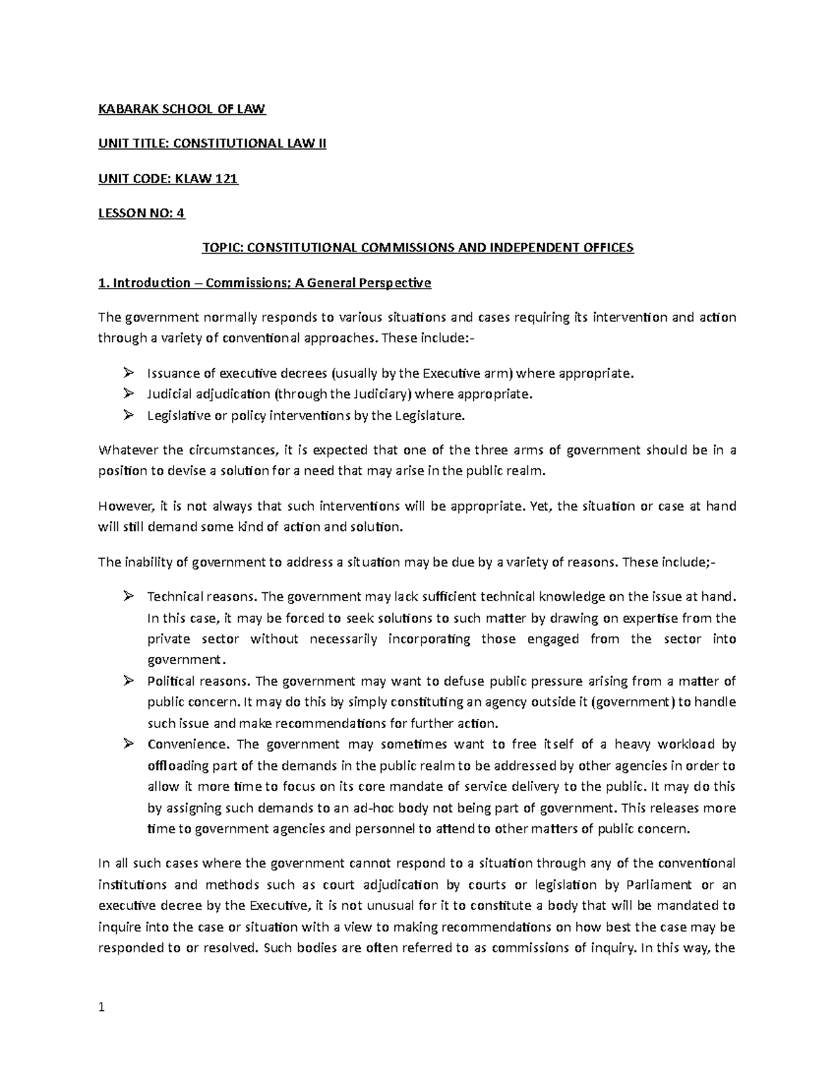 Lesson 4-Part 2 - Lecture notes 2 - KABARAK SCHOOL OF LAW UNIT TITLE ...