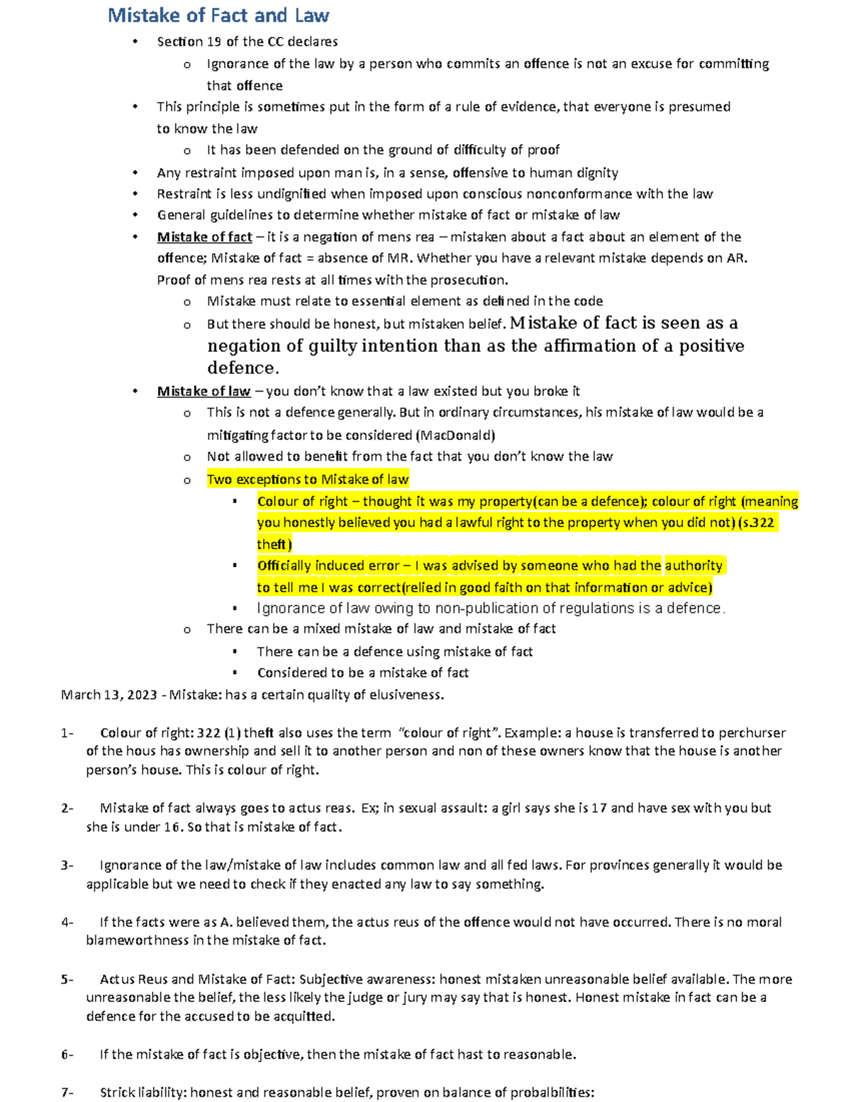 Mistake of Fact and Law - Mistake of Fact and Law Section 19 of the CC ...