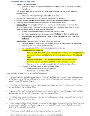 Simple Intoxication - defences - 2- SIMPLE INTOXICATION CC s. 33 as ...