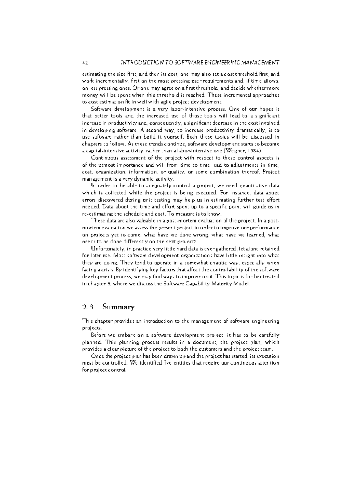 Software Engineering Lecture Notes 11 42 Introduction To Software Engineering Management