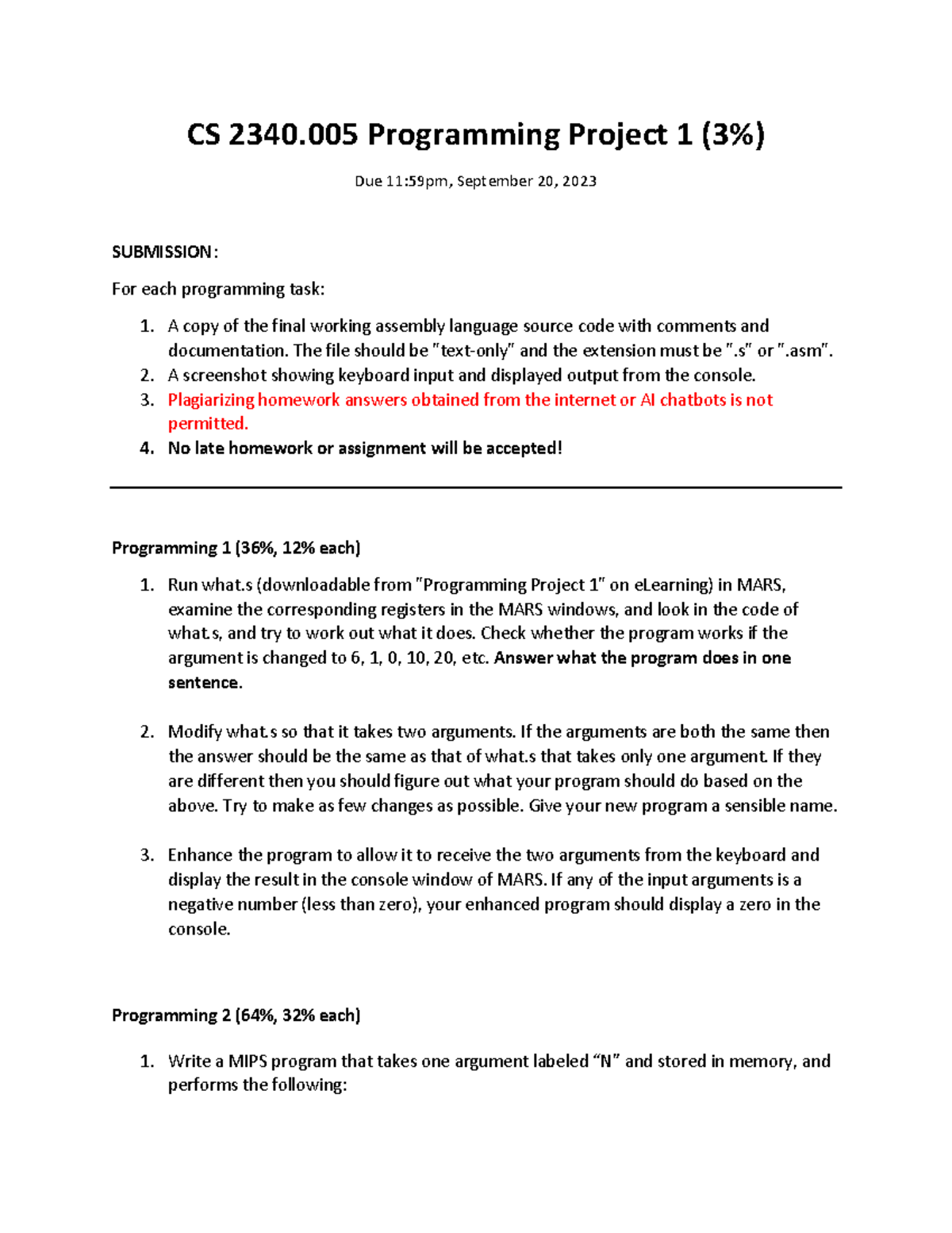 Project 1 Instructions - CS 2340 Programming Project 1 (3%) Due 11:59pm, September 20, 2023 ...