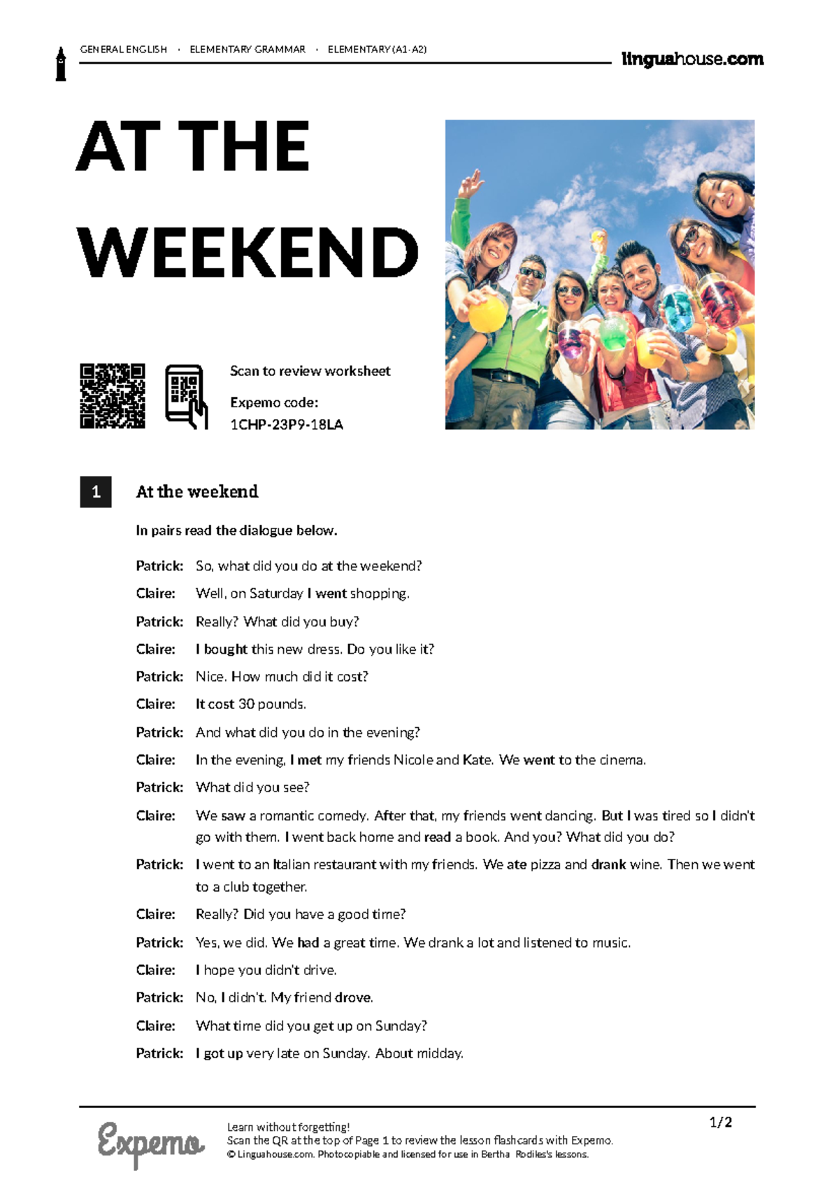 The weekend british english teachers - GENERAL ENGLISH · ELEMENTARY ...