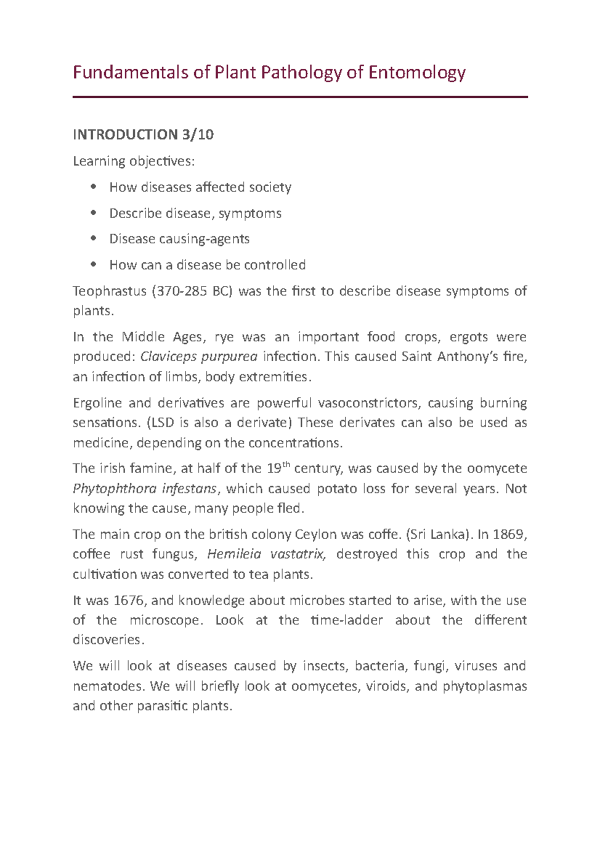 FPPE Study Guide - Nematology and Entomology everything, missing ...