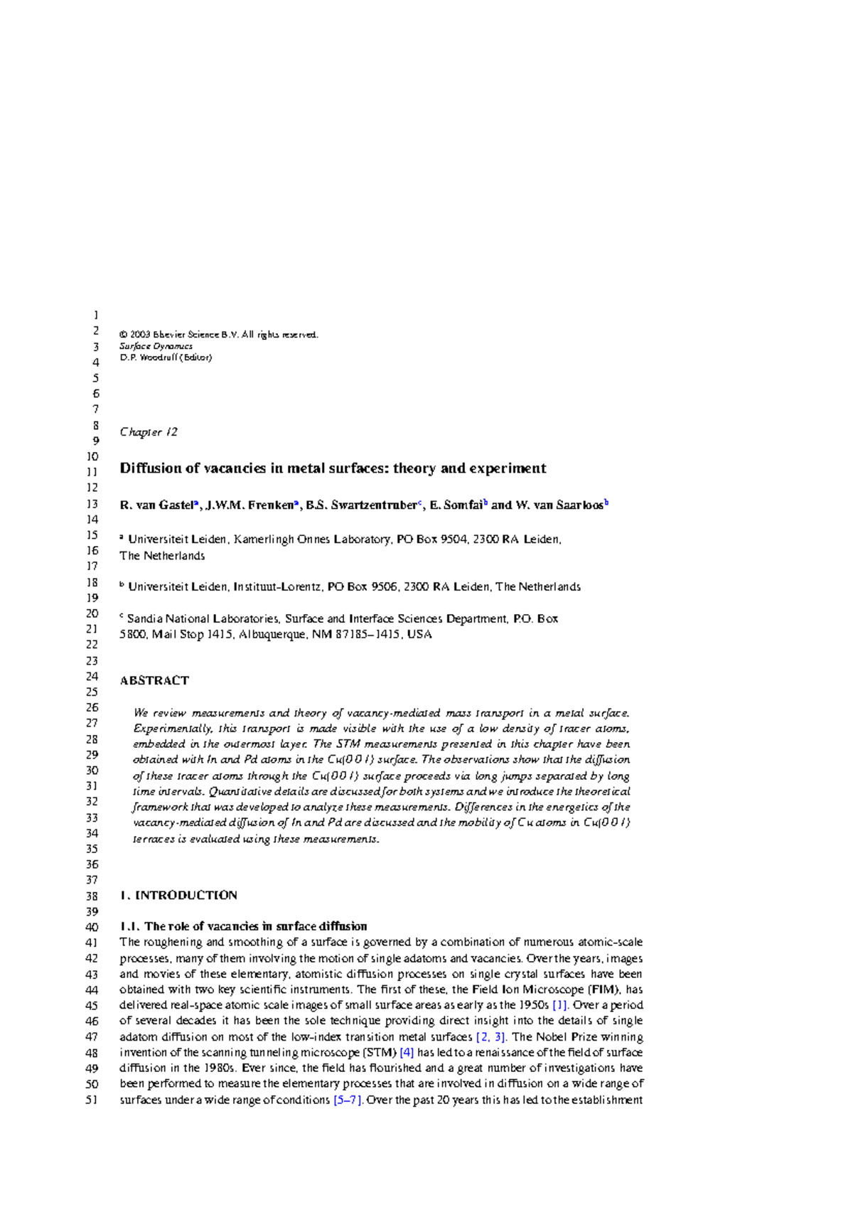 Chaptersurfacediff - chapter Diffusion of vacancies in metal surfaces ...