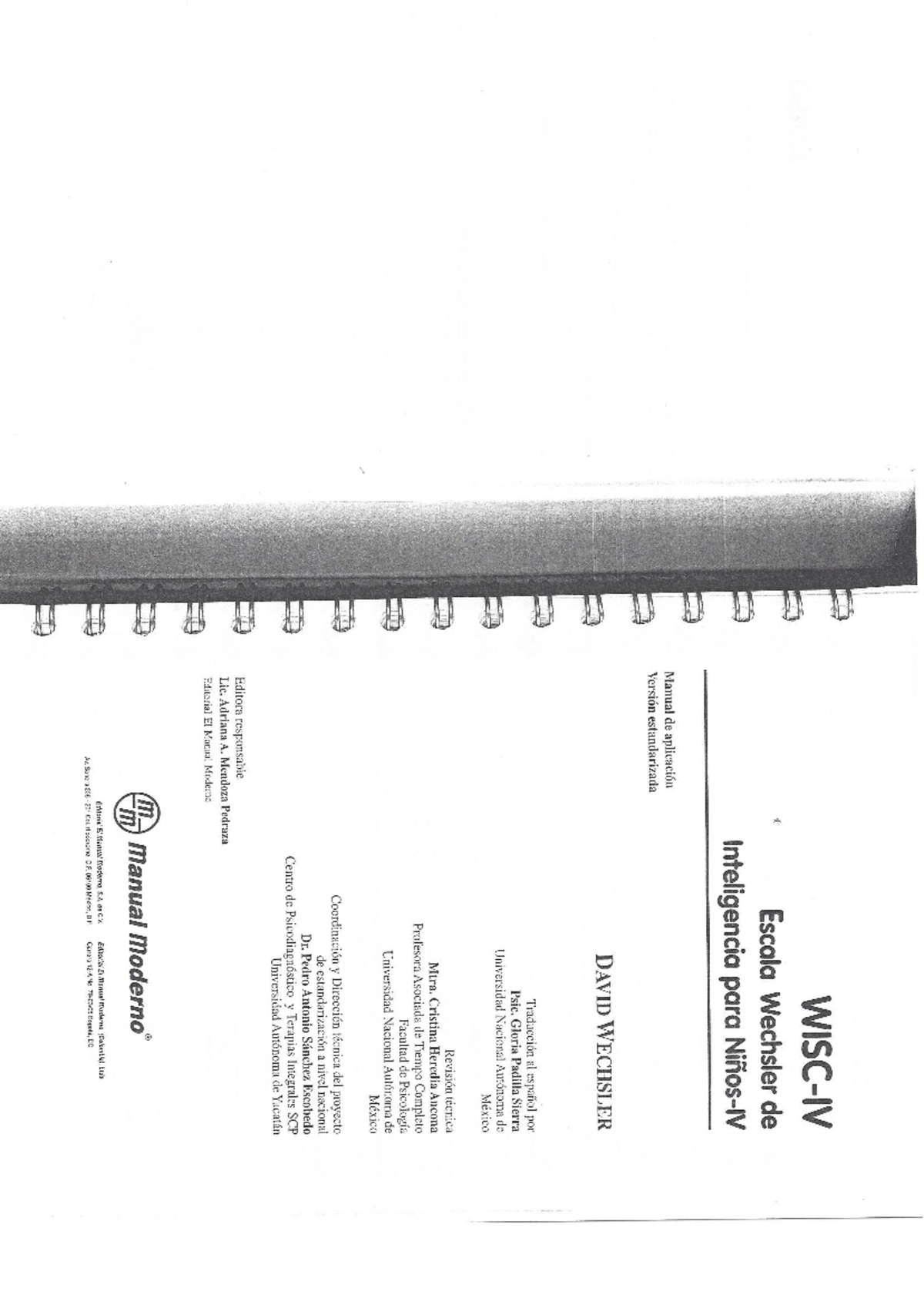 1. Manual Completo WISC-IV - Evaluación Psicológica II - Studocu