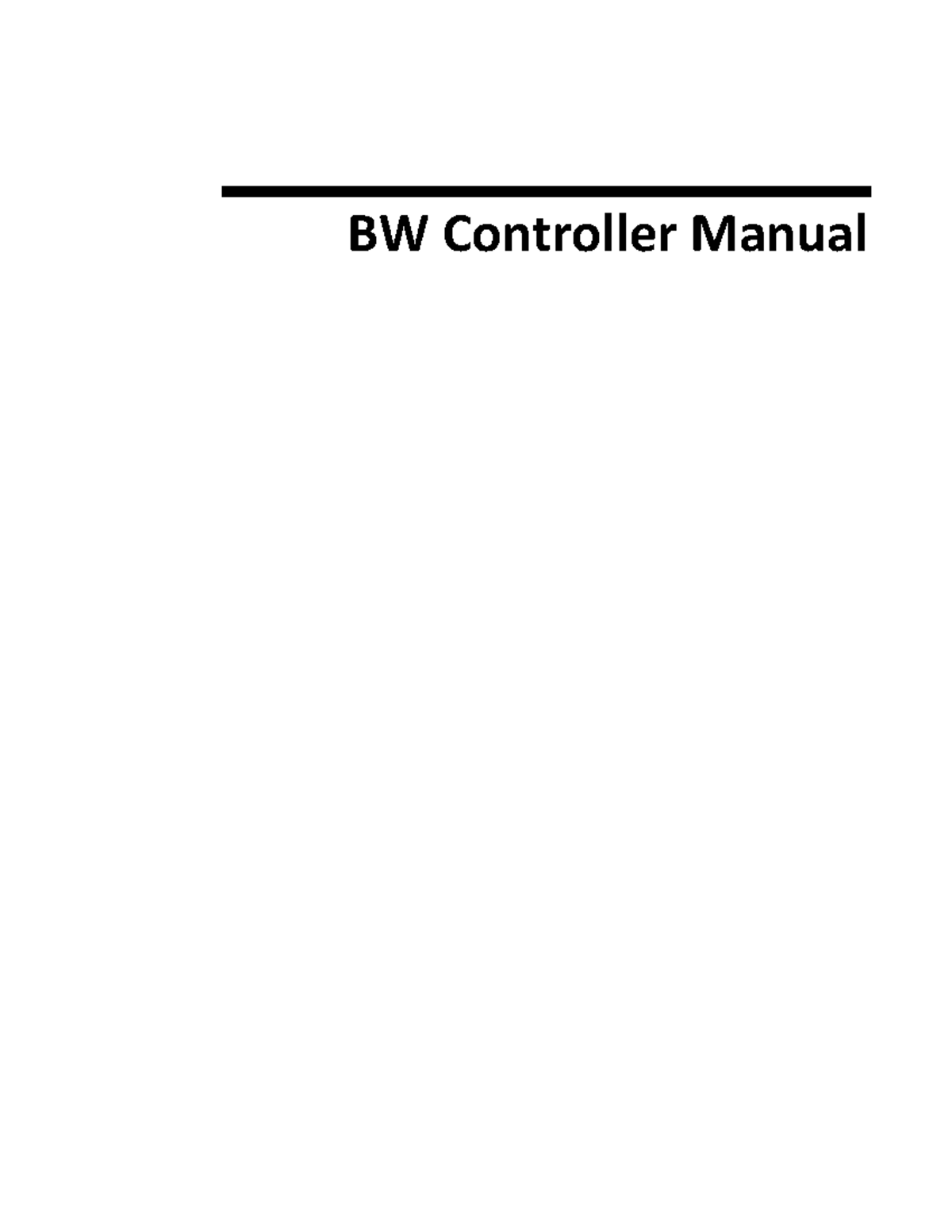 BW Controller Manual ...