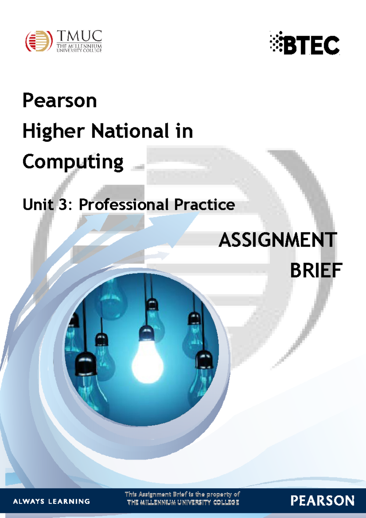 Professional Practices Assignment Brief - Pearson Higher National in Computing Unit 3 ...