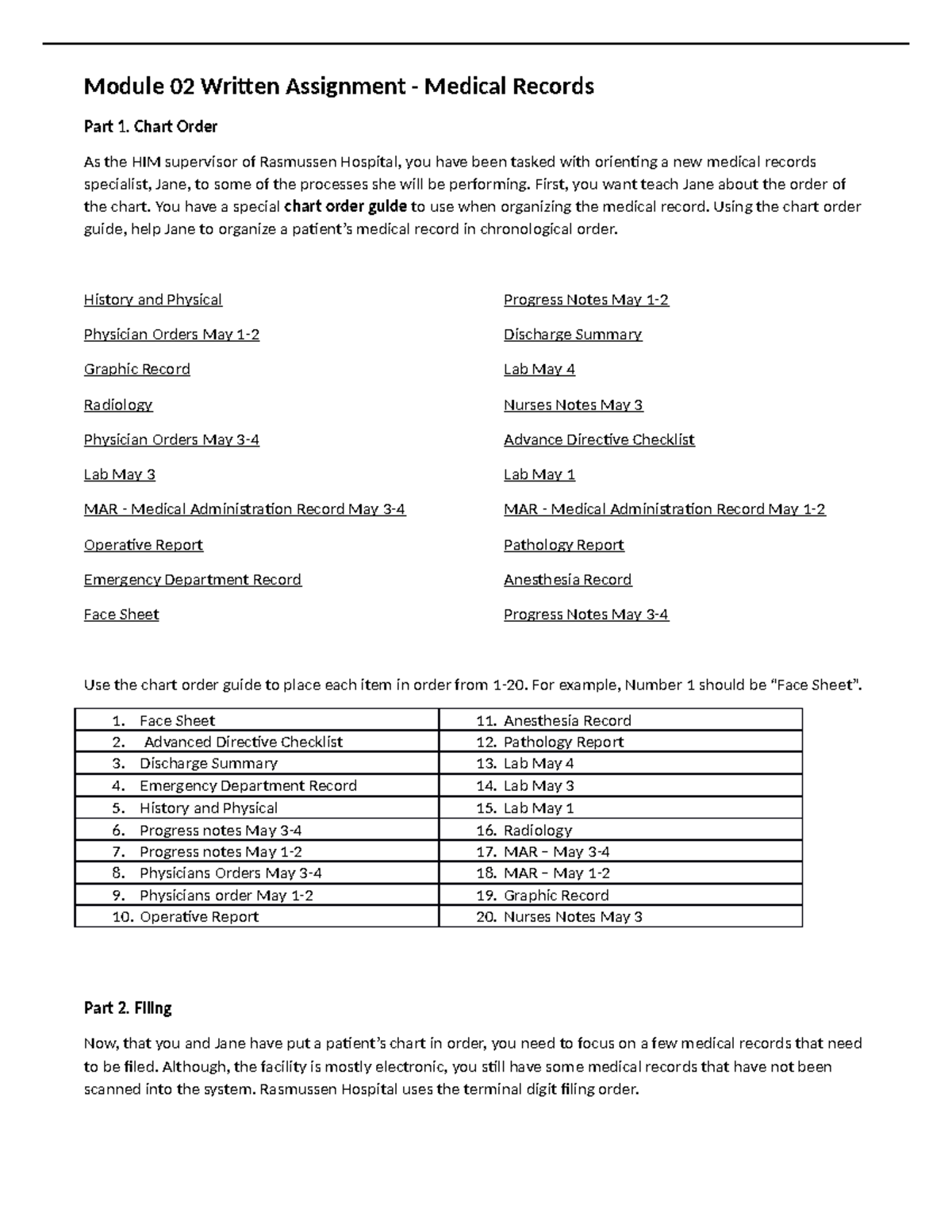 Medical Records 022220 - Module 02 Written Assignment - Medical Records ...