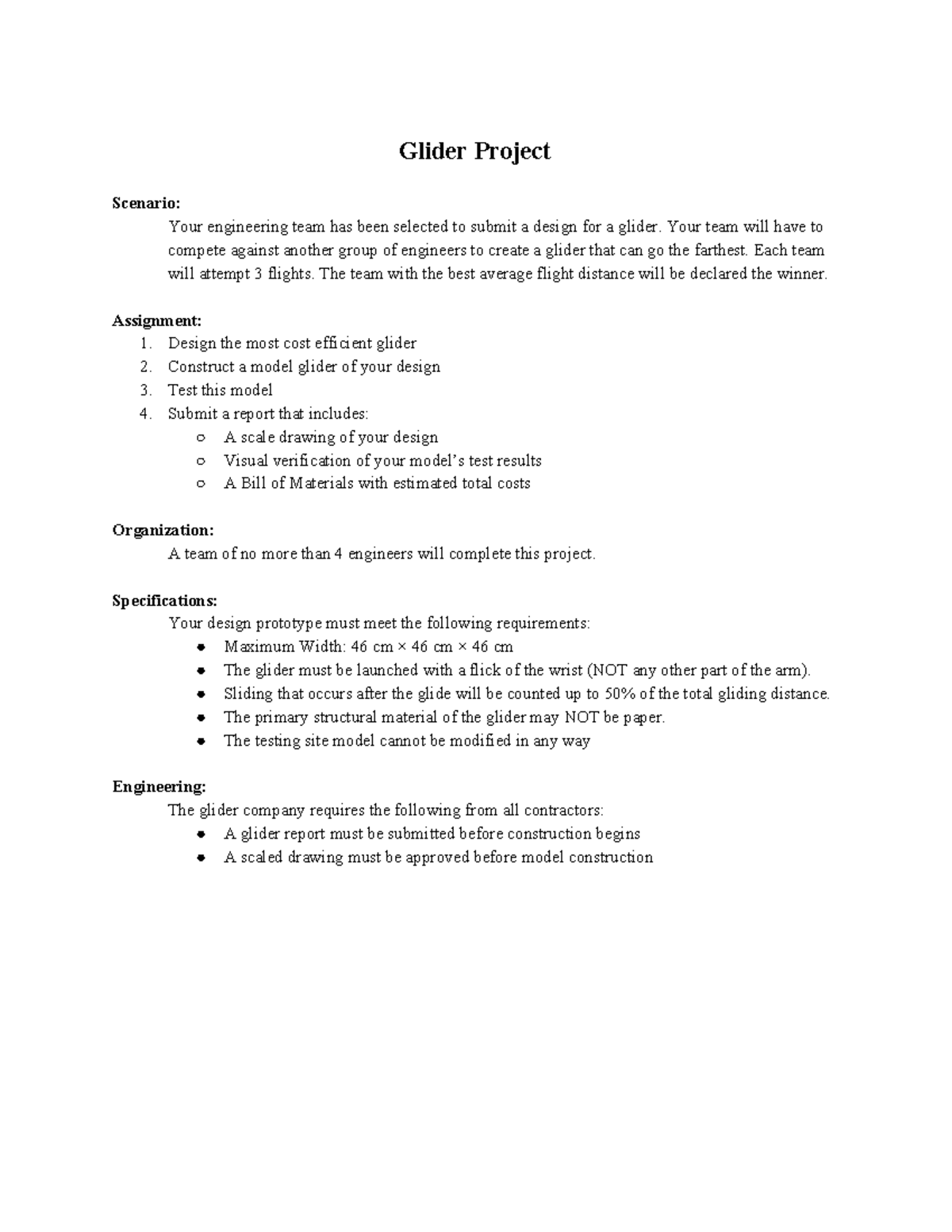 Glider Project - similar traits in both situations can increase fitness ...