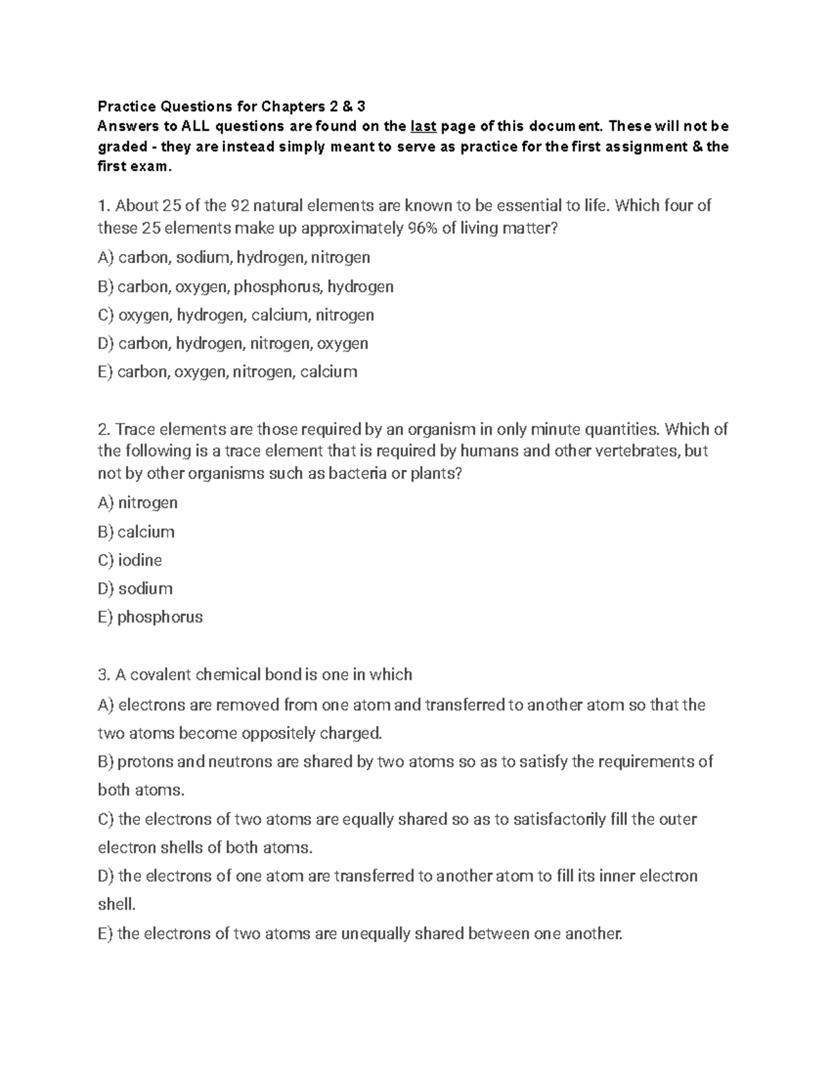 Ch 2 and 3 PQ - These are crucial when studying!!! - Practice Questions ...