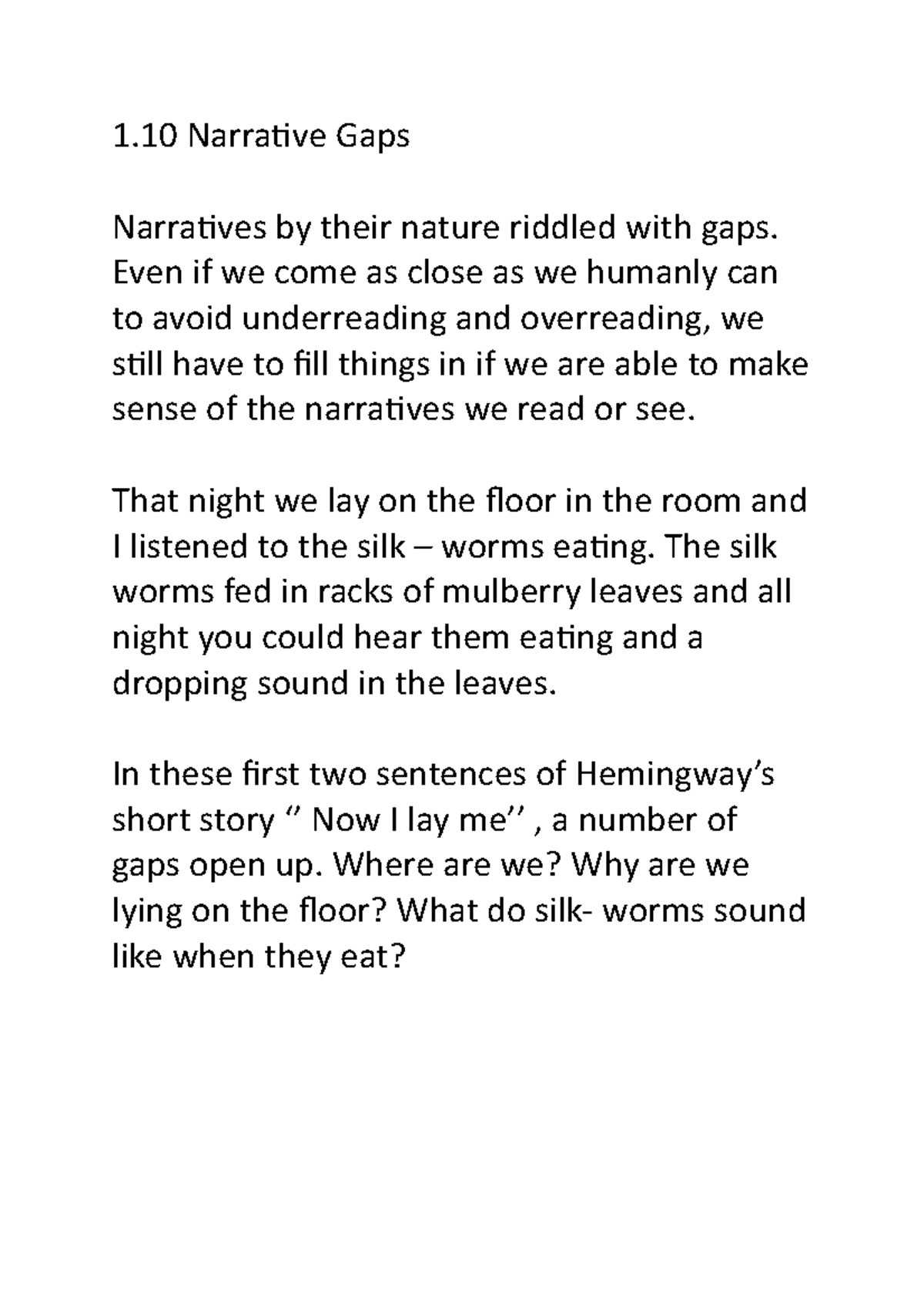 Narrative gaps AQA - AQA,2017, English literature - 1 Narra(ve Gaps ...