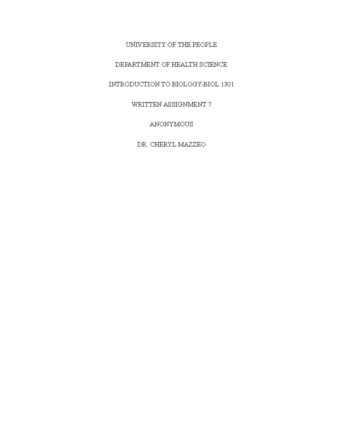 Written ASSG 7 BIO - UNIVERSITY OF THE PEOPLE DEPARTMENT OF HEALTH ...
