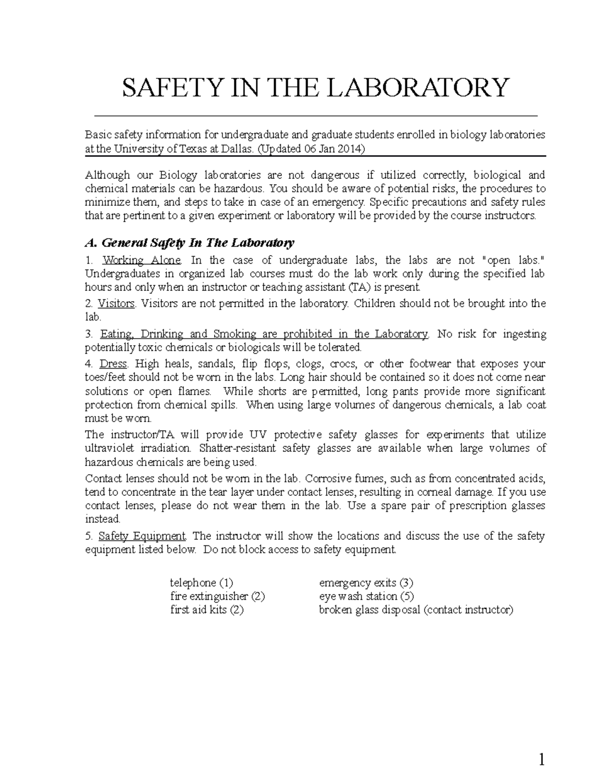 F21 Lab 1 Safety-1 - Lab Safety Protocol Do's and Don'ts - SAFETY IN ...