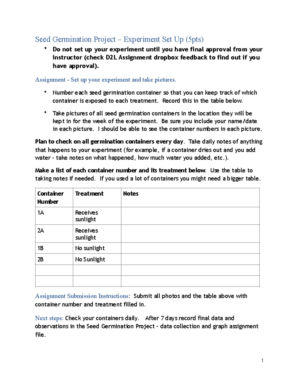 Seed Germination Project Experiment set up - Seed Germination Project ...