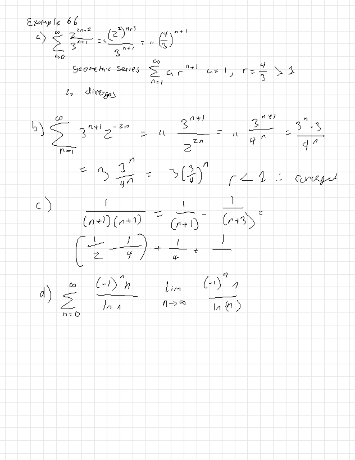 Calculus Exam Practice - Example 66 2) S geometric Series art w is ...