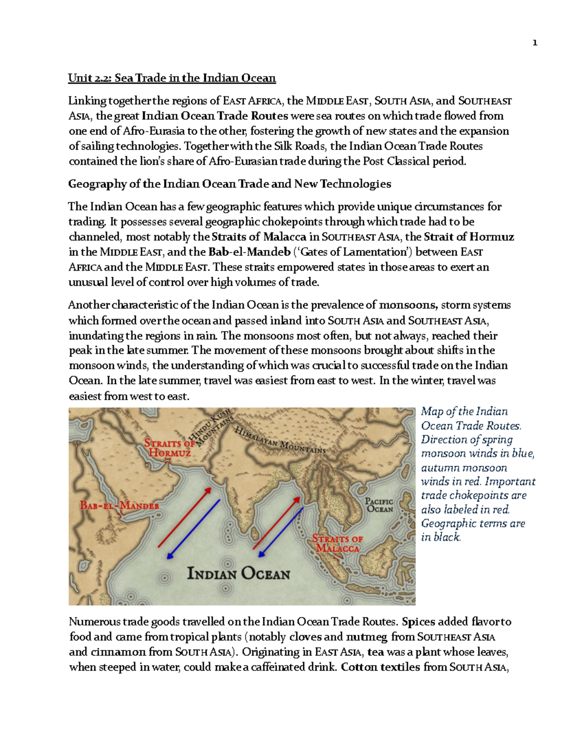 APWH Unit 2 - AP World History Helpful Notes - Unit 2. 2 : Sea Trade in ...