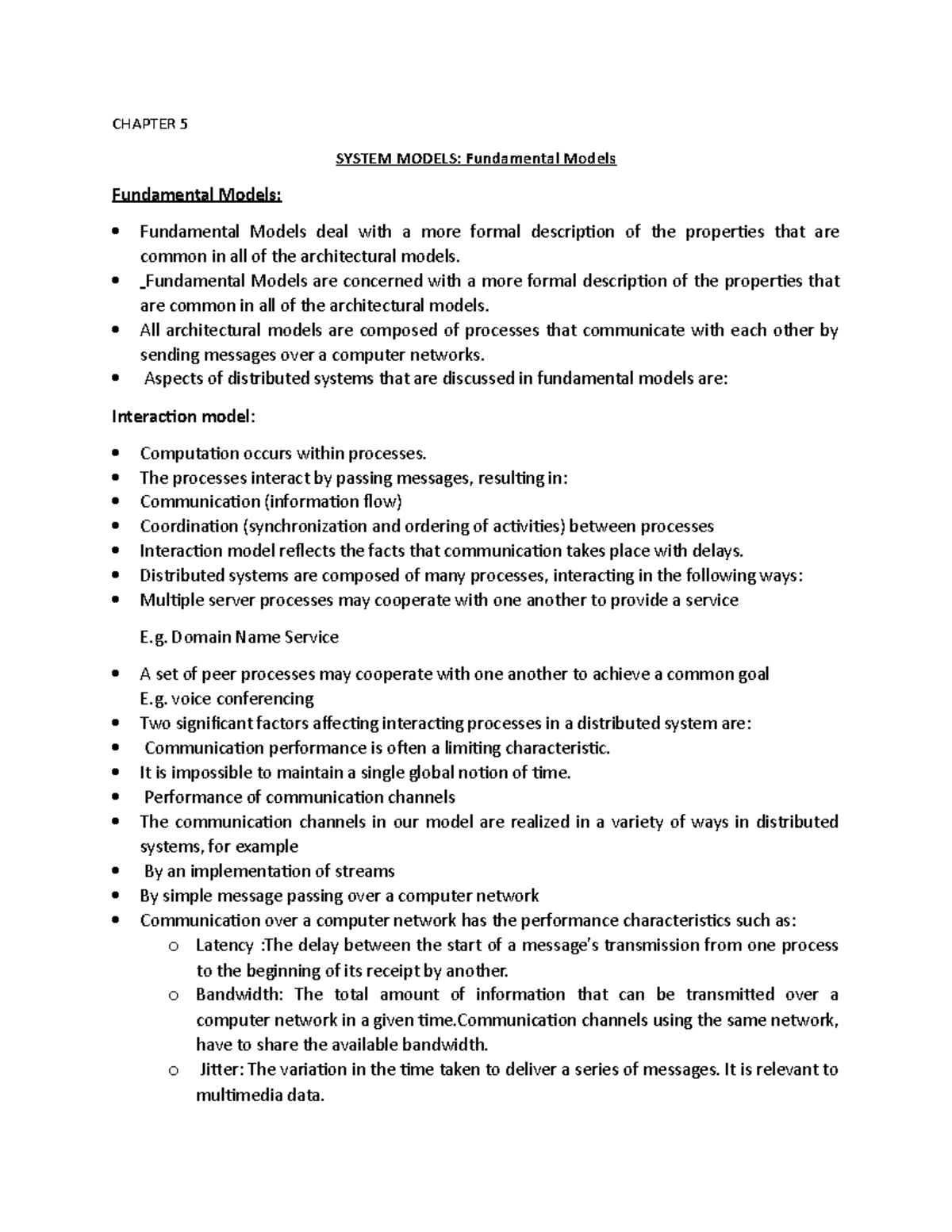 Chapter 5 Fundamental Models - CHAPTER 5 SYSTEM MODELS: Fundamental Models Fundamental Models ...