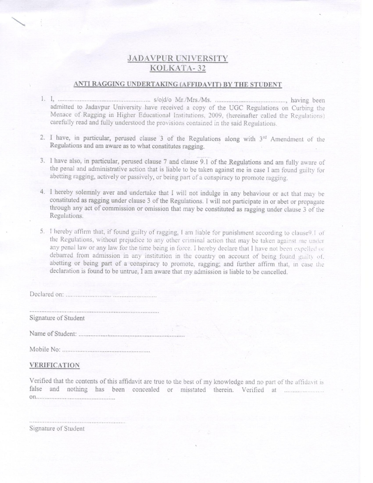 AR-Undertaking Affidavit-by-the-Student - JADAVPUR UNIVERSITY KOLKATA ...