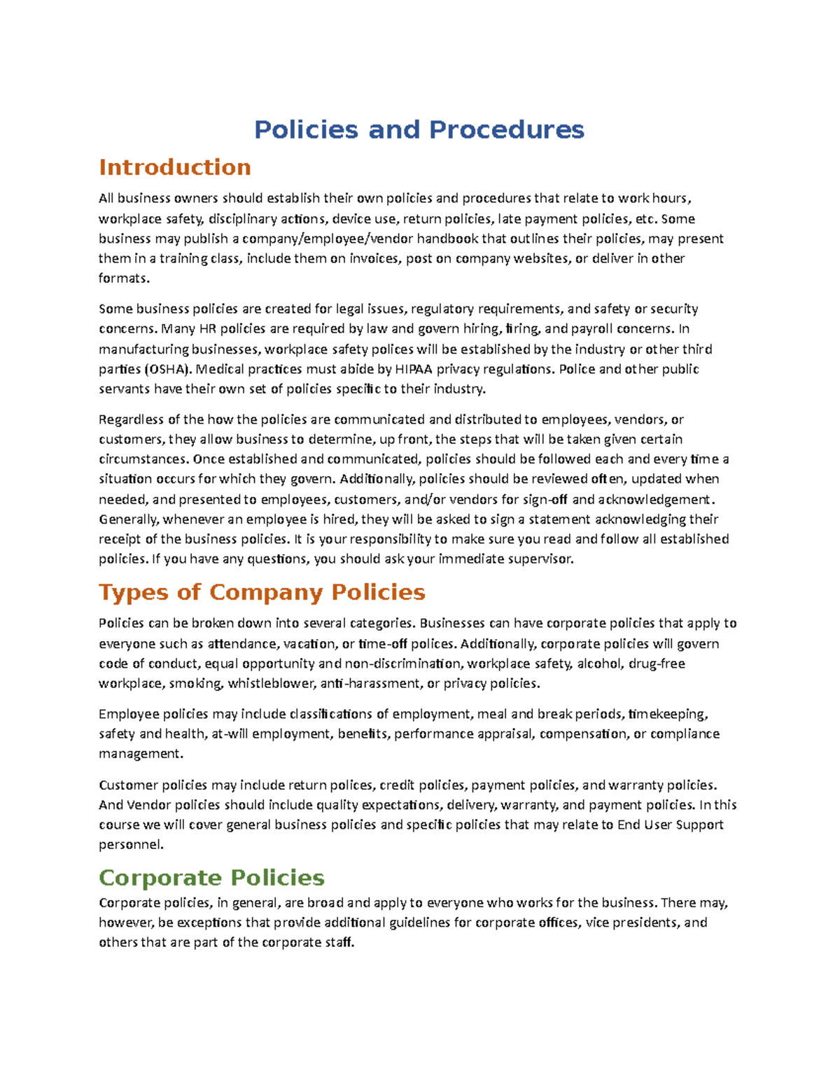 Example Policy and Procedures Narrative - C455 - WGU - StuDocu
