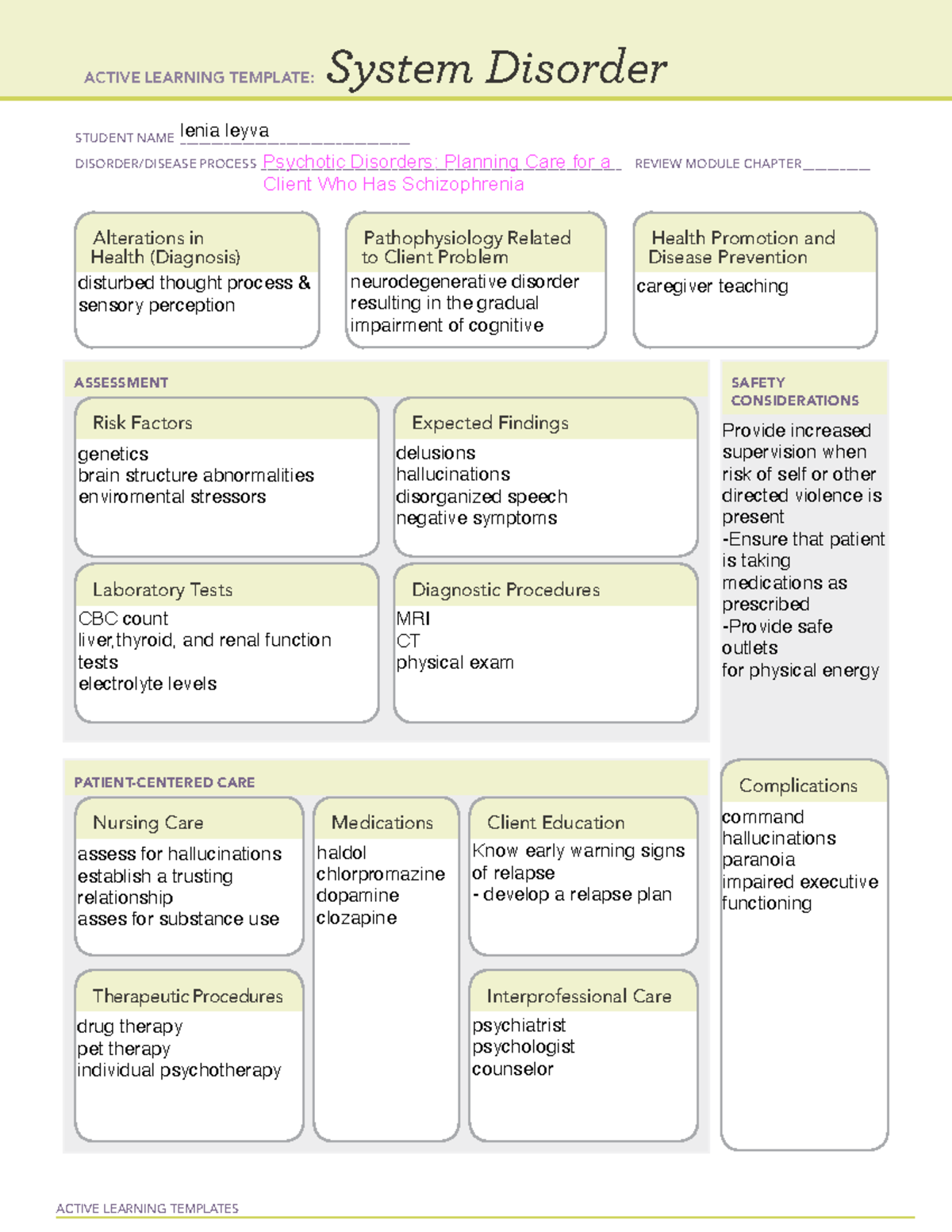 System Disorder schizo - ACTIVE LEARNING TEMPLATES System Disorder ...